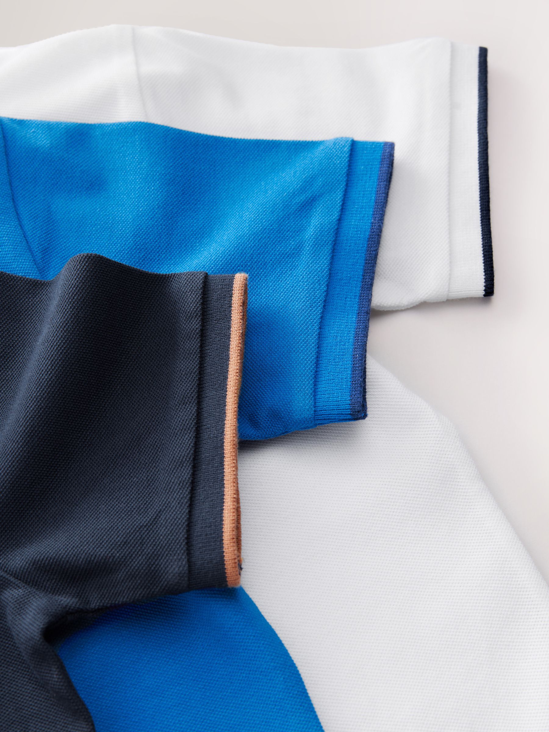 Buy White/ Cobalt Blue/ Navy Short Sleeve Polo Shirts 3 pack (3-16yrs ...