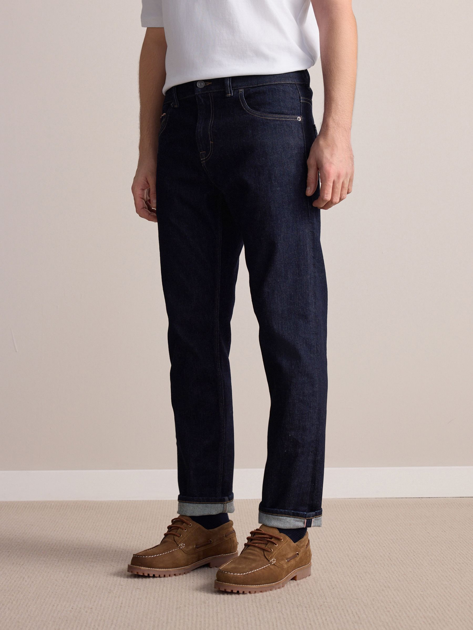 Buy Blue Indigo Rinse Slim Fit Signature Selvedge Denim Jeans from the ...