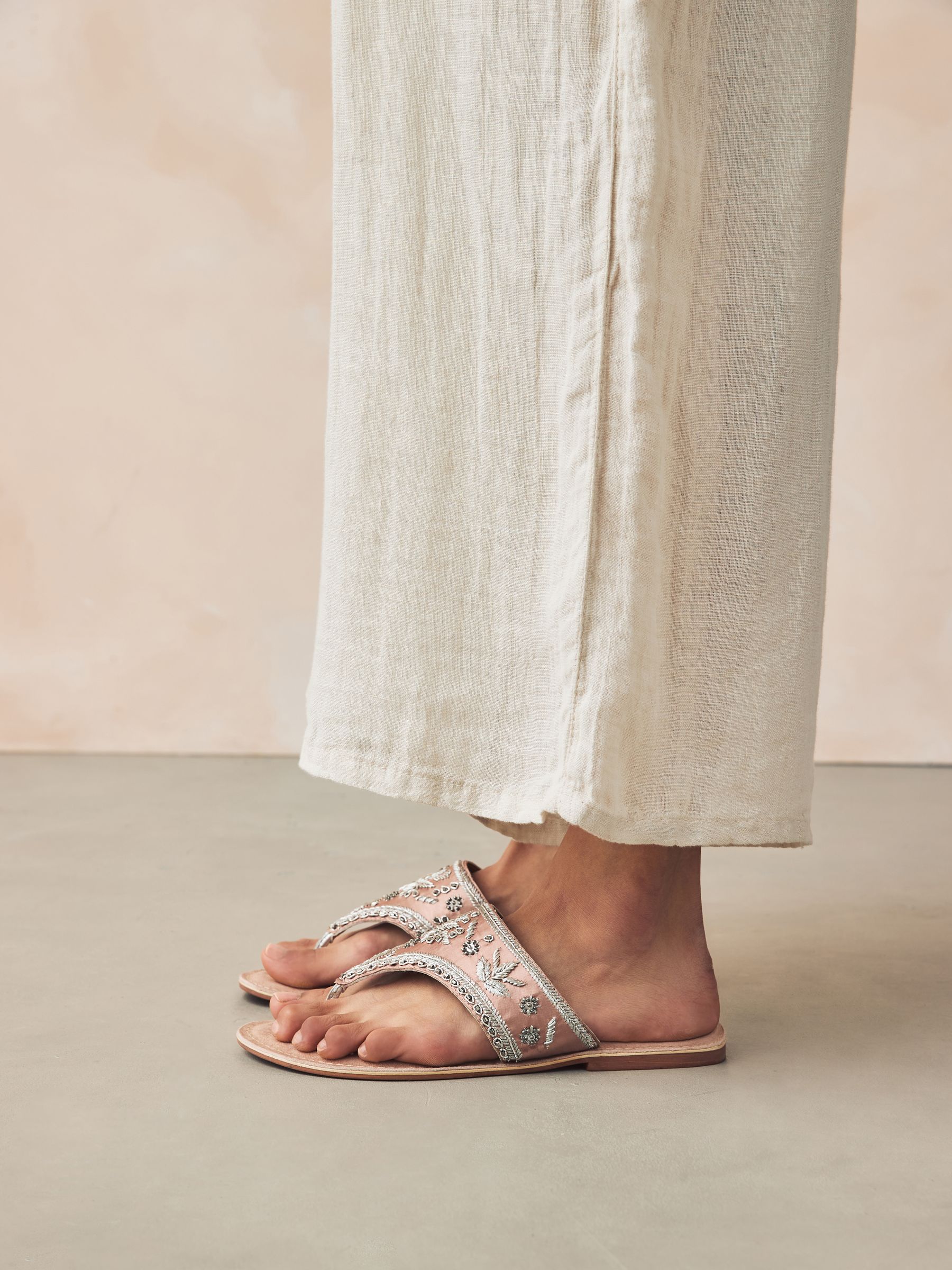 Buy Pink Suede - Chunky Beaded Toe Thong Sandals from Next Indonesia