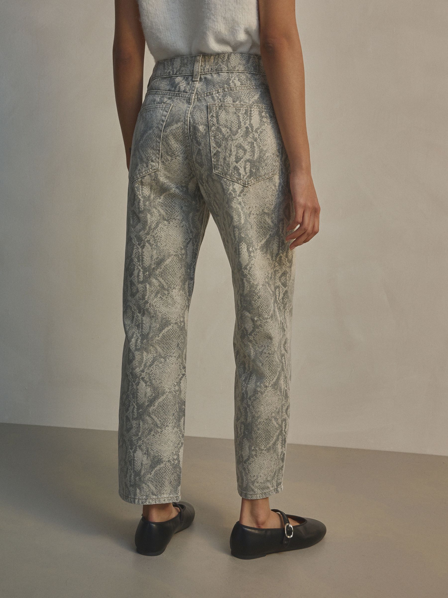 Buy Neutral Snake Print Straight Leg 100% Cotton Jeans from the Next UK ...