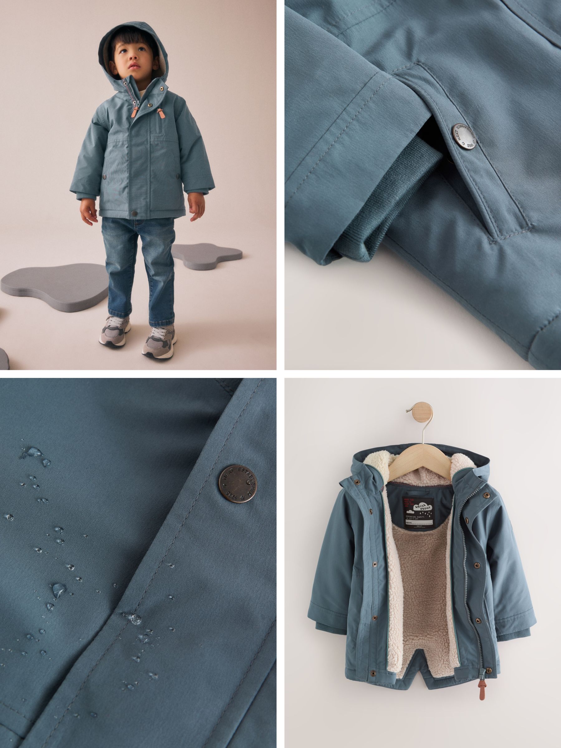 Buy Grey Waterproof Borg Lined Parka Coat (3mths-7yrs) from Next Hong Kong