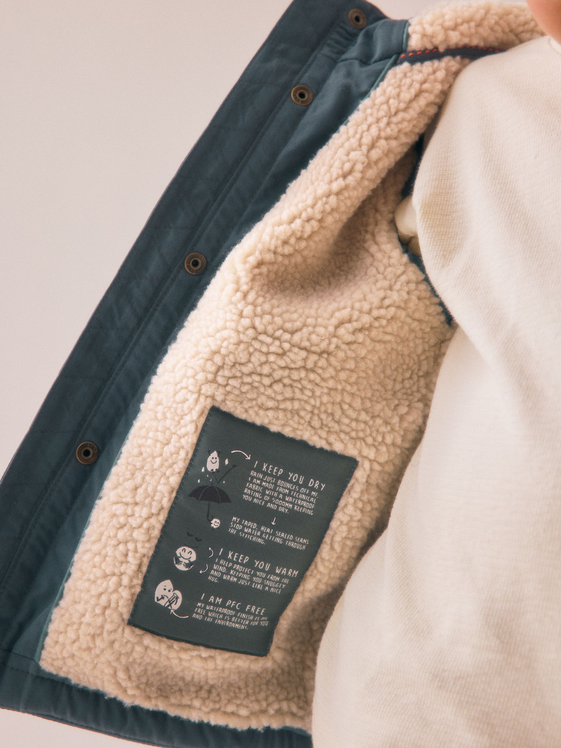 Buy Grey Waterproof Borg Lined Parka Coat (3mths-7yrs) from Next Israel