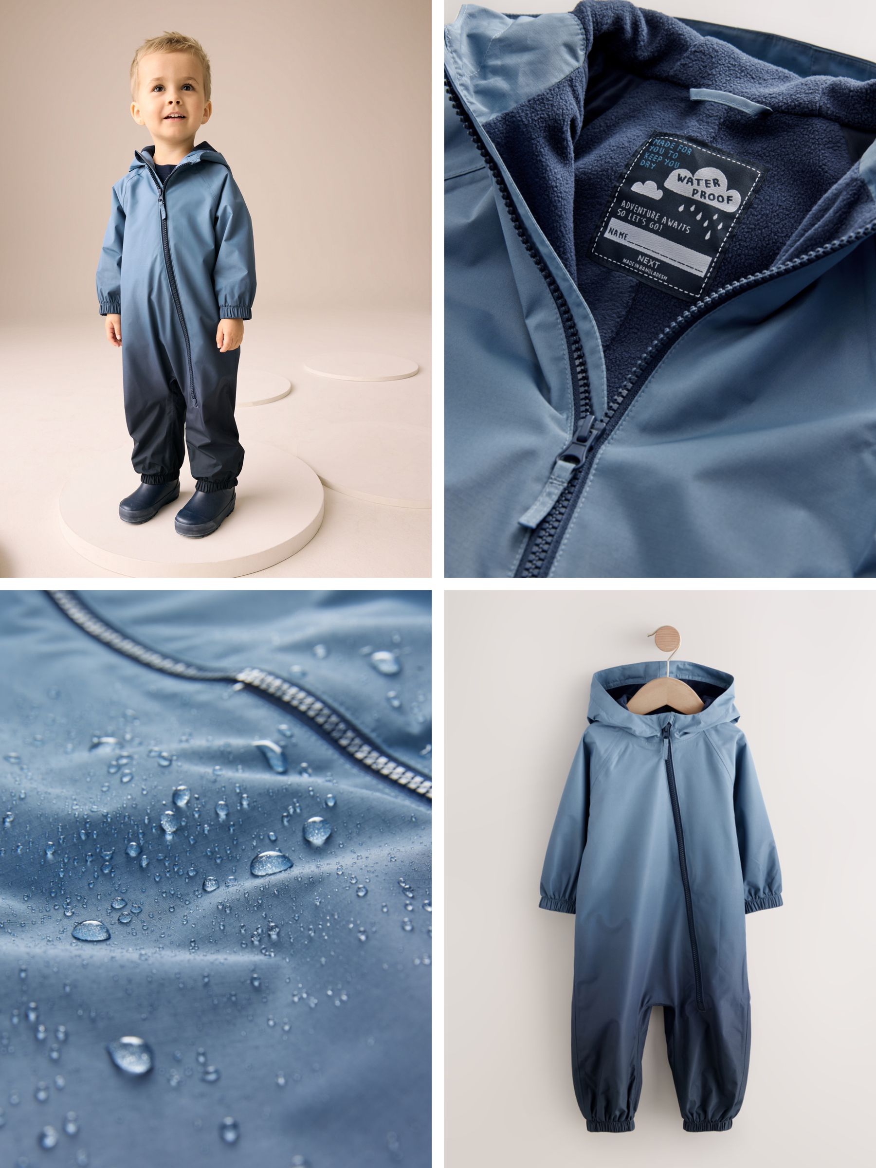 Buy Blue Dip Dye Waterproof Fleece Lined Puddlesuit (3mths-7yrs) from ...