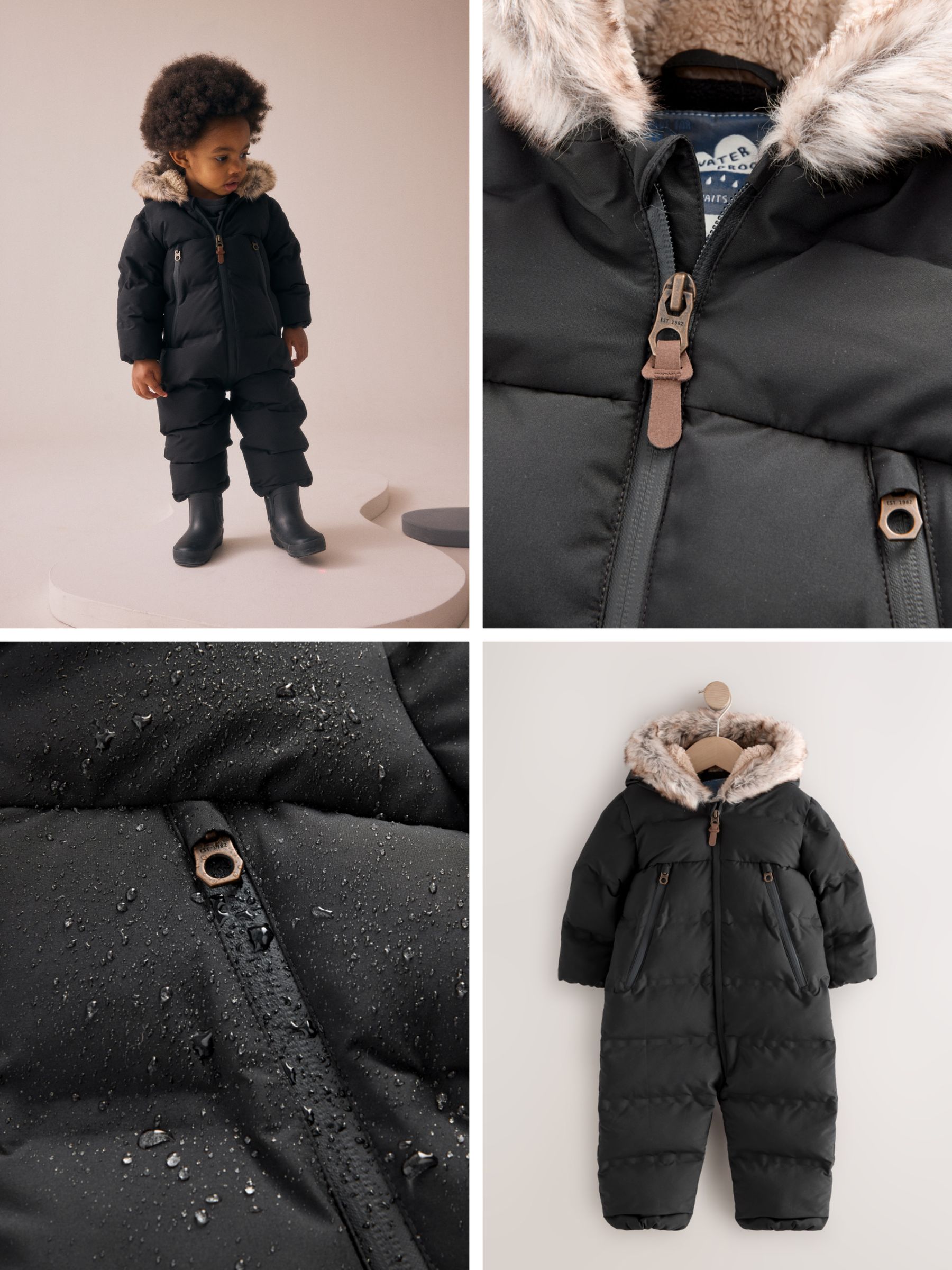 Buy Black Waterproof Padded Snowsuit (3mths-7yrs) from the Next UK ...