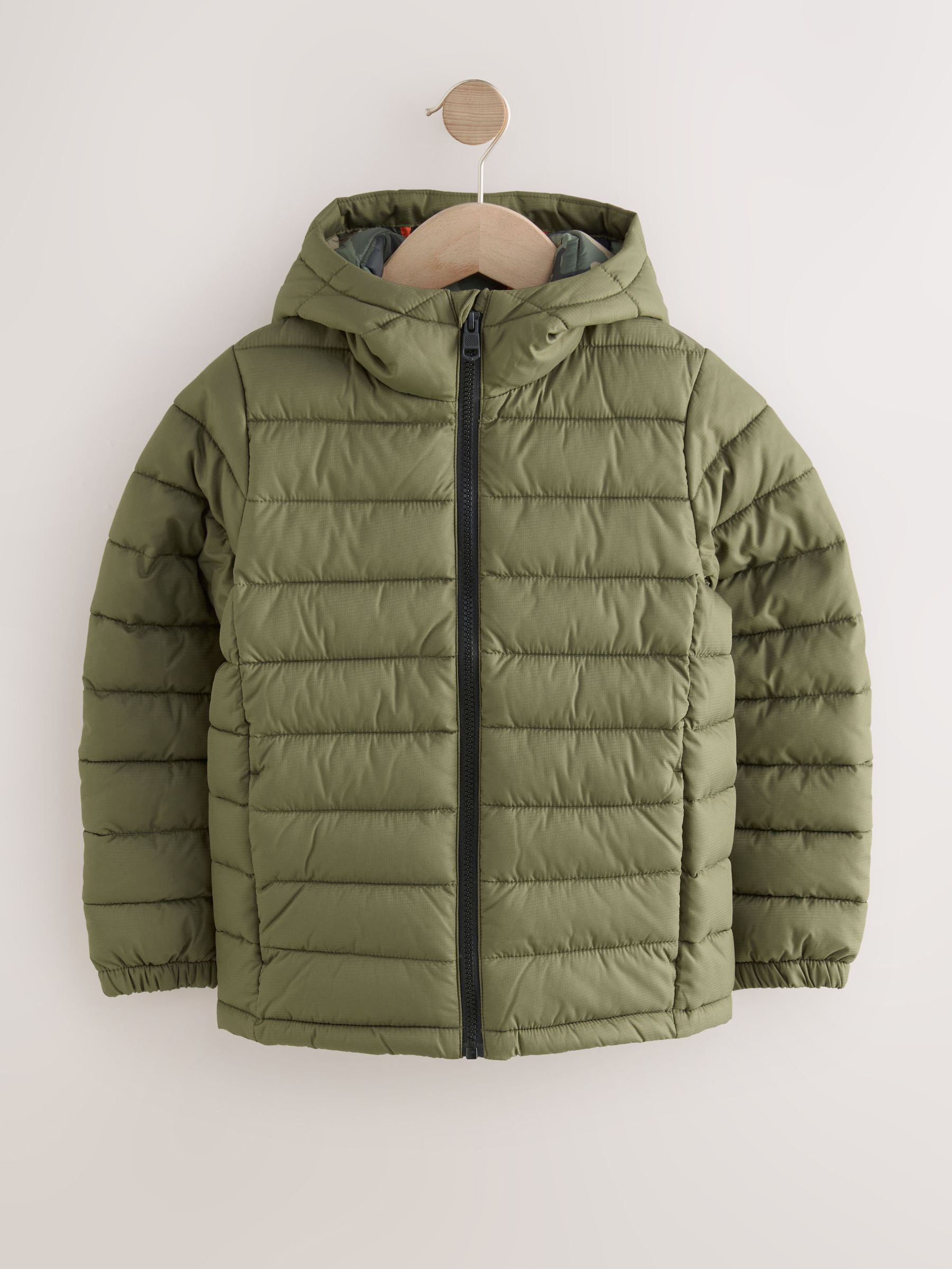 Buy Khaki Green Quilted Midweight Hooded Jacket (3-17yrs) from Next Israel