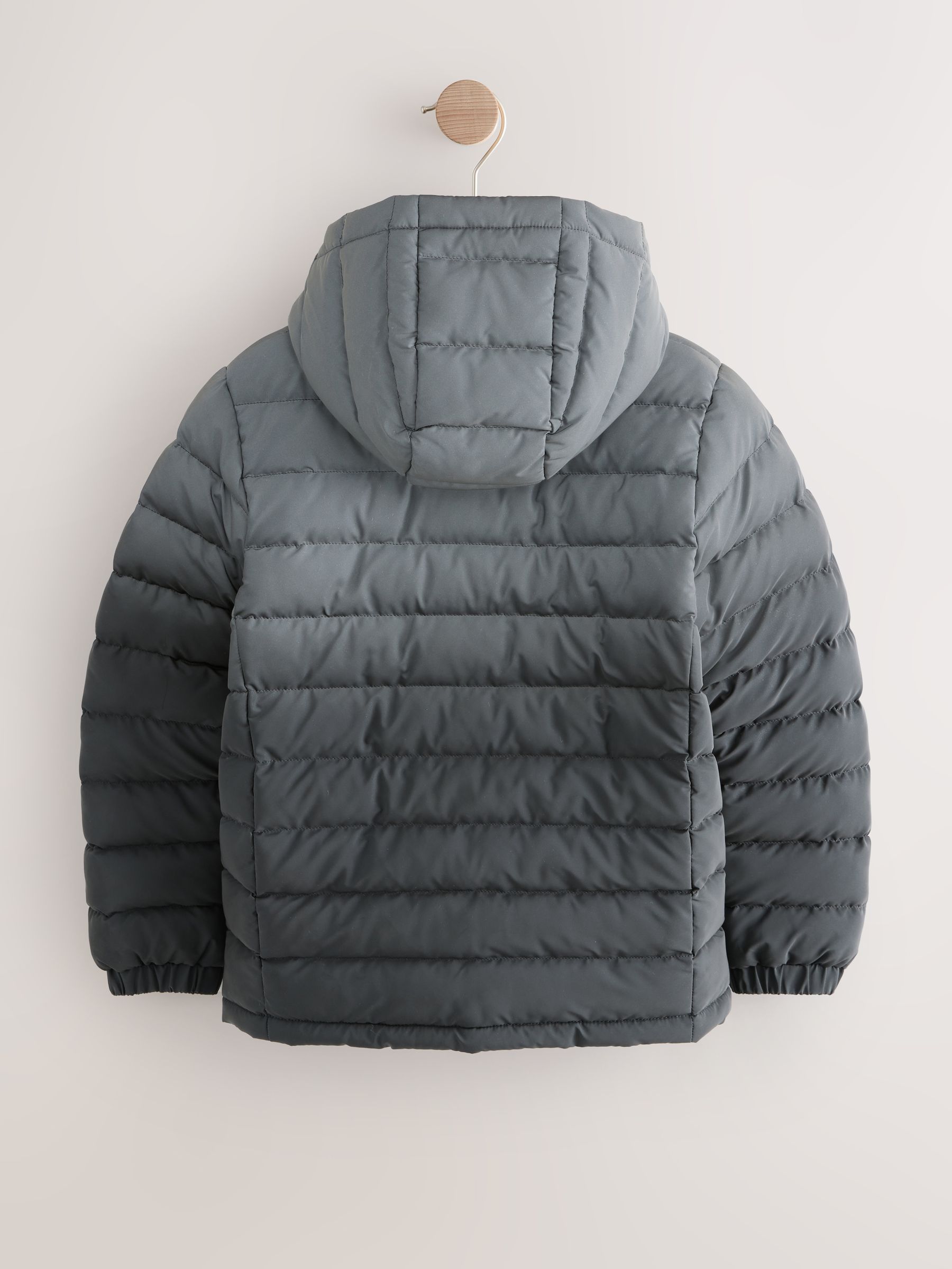 Buy Black/Grey Reflective Quilted Midweight Hooded Jacket (3-17yrs ...