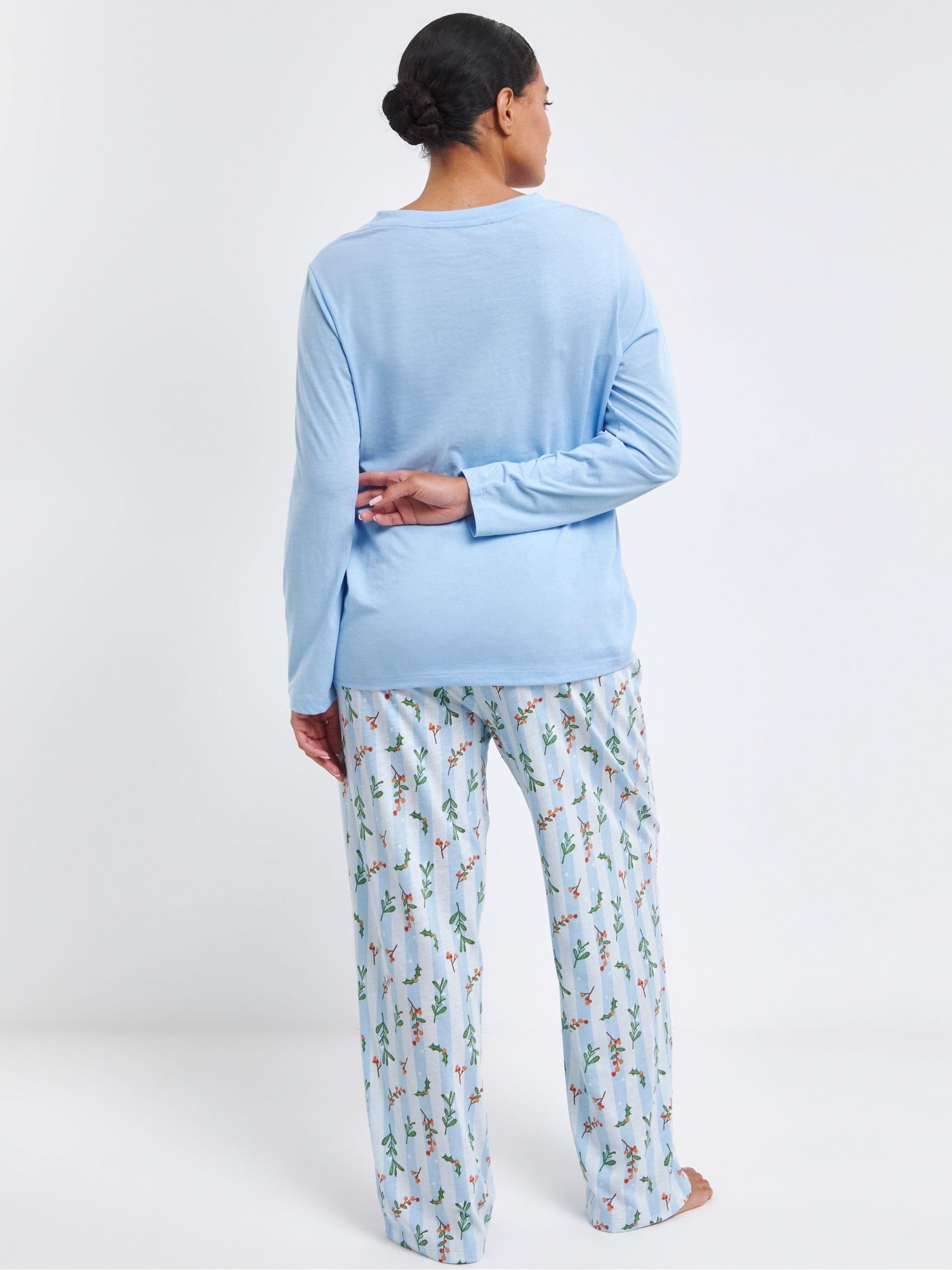 Buy Simply Be Blue Pretty Secrets Value Long Sleeve Pyjamas Set 2 Pack ...