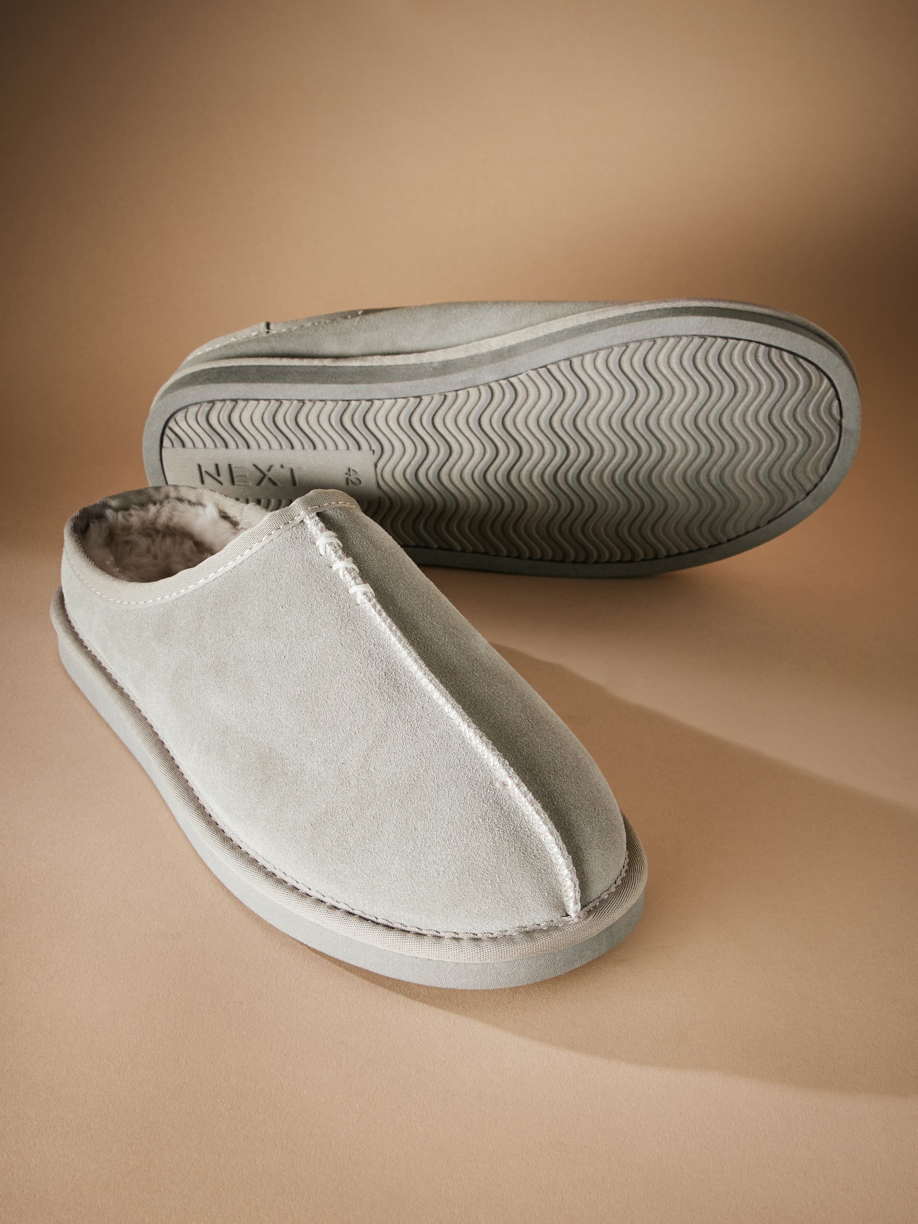 Buy Grey Signature Suede Mules Slippers from Next China