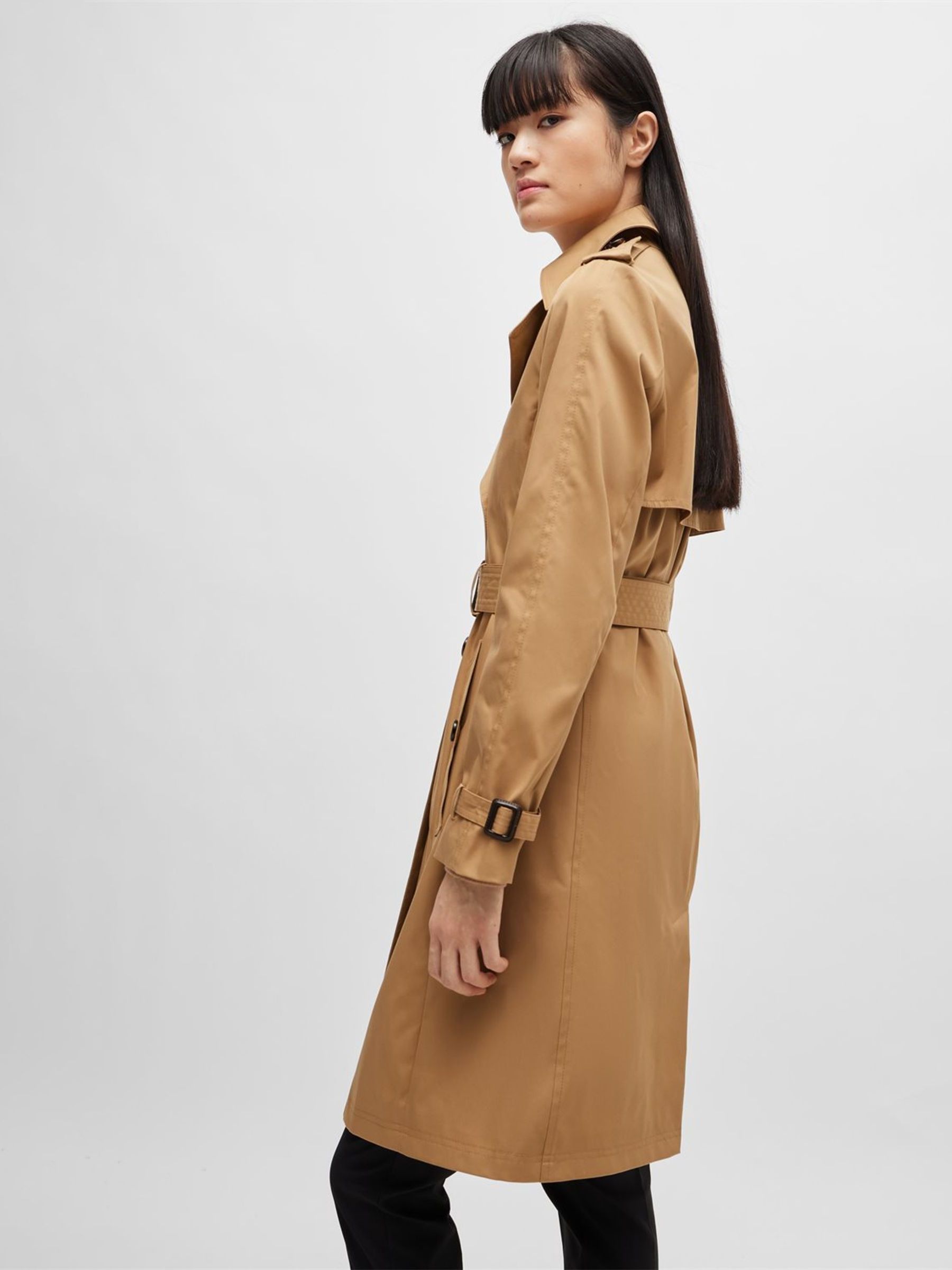 Buy BOSS Natural Double Breasted Belted Trench Coat from the Next UK ...