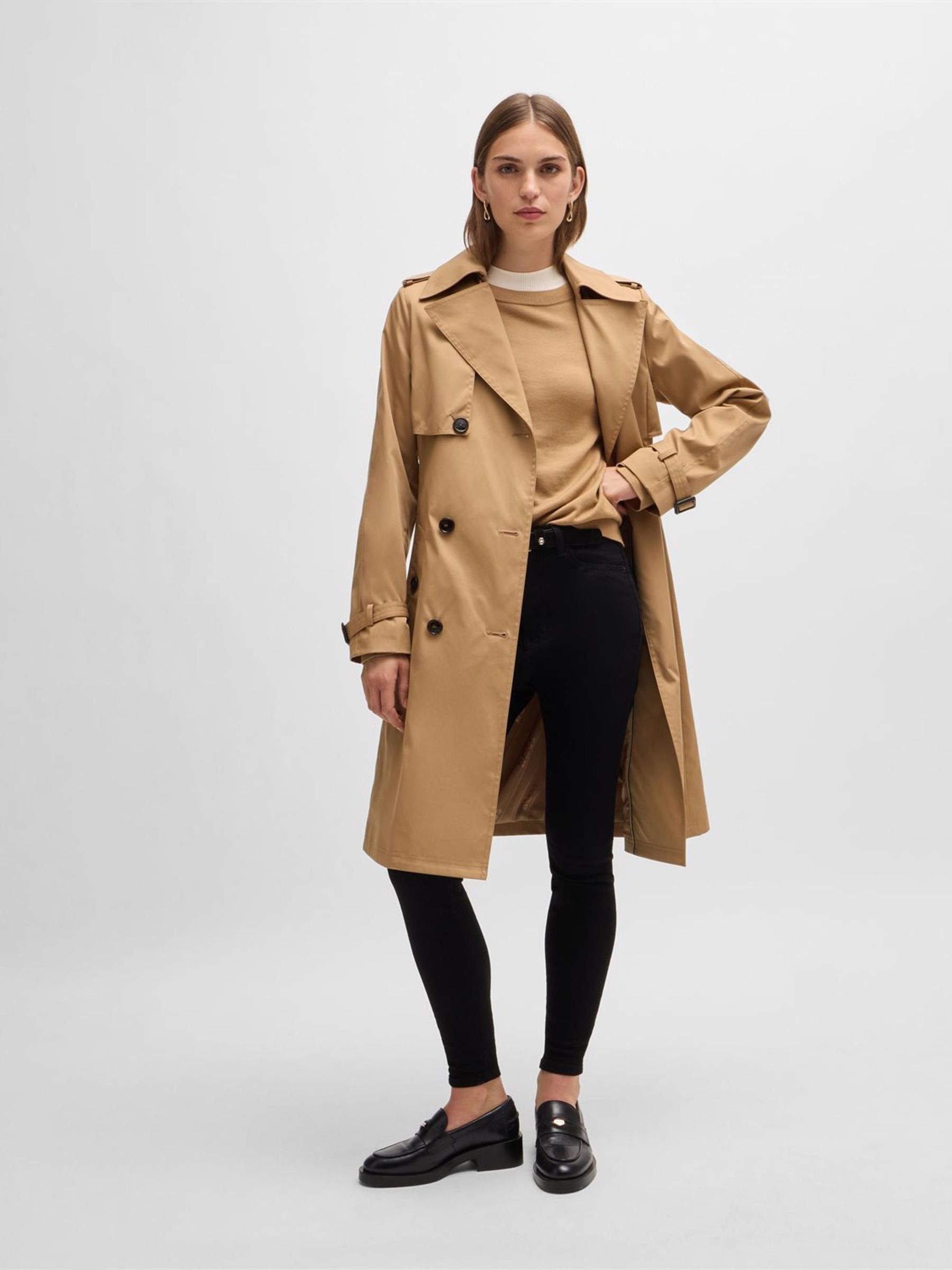 Buy BOSS Natural Double Breasted Belted Trench Coat from the Next UK ...