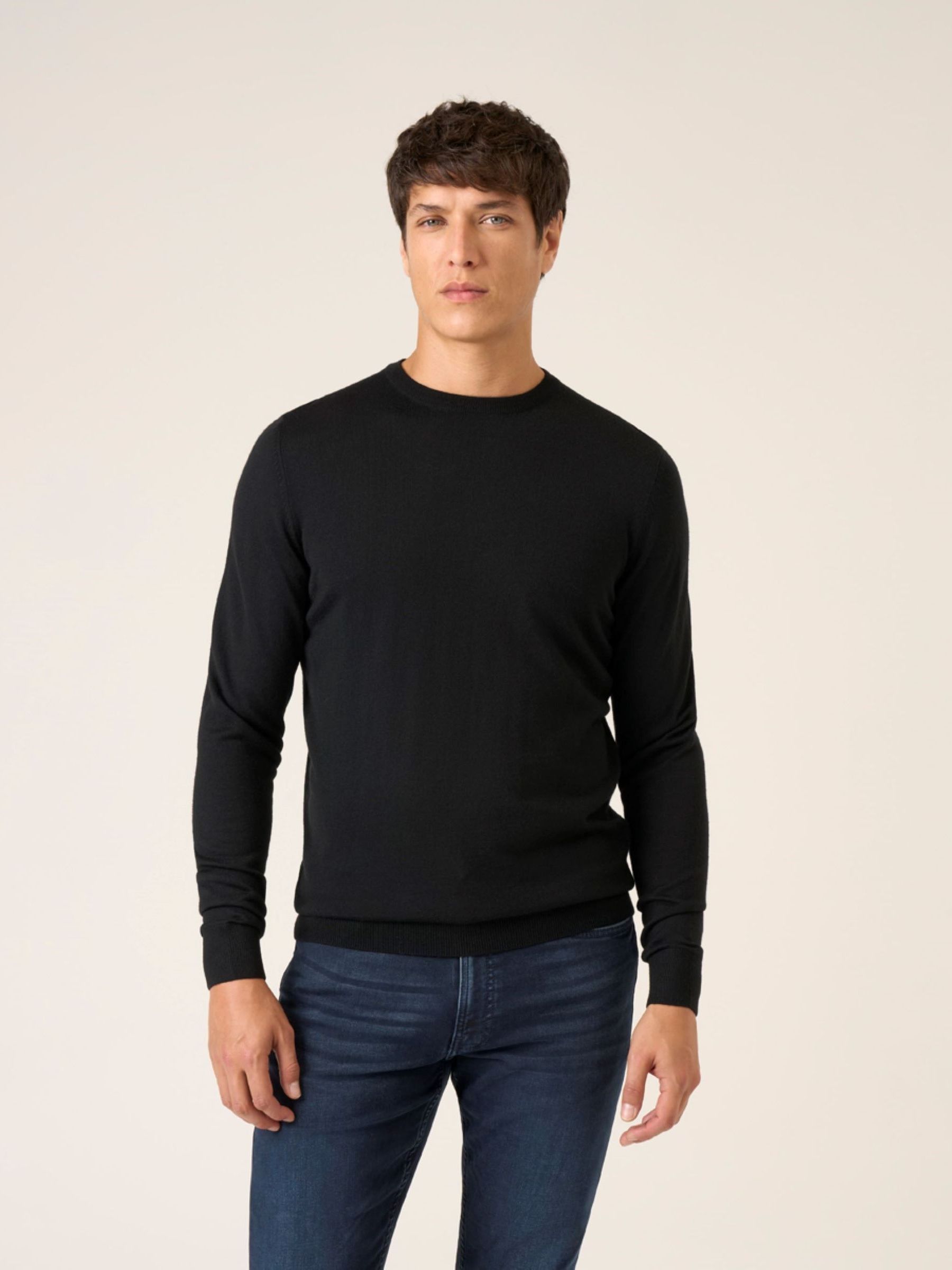 Buy Skopes Black Alex Merino Blend Crewneck Sweater from the Next UK ...