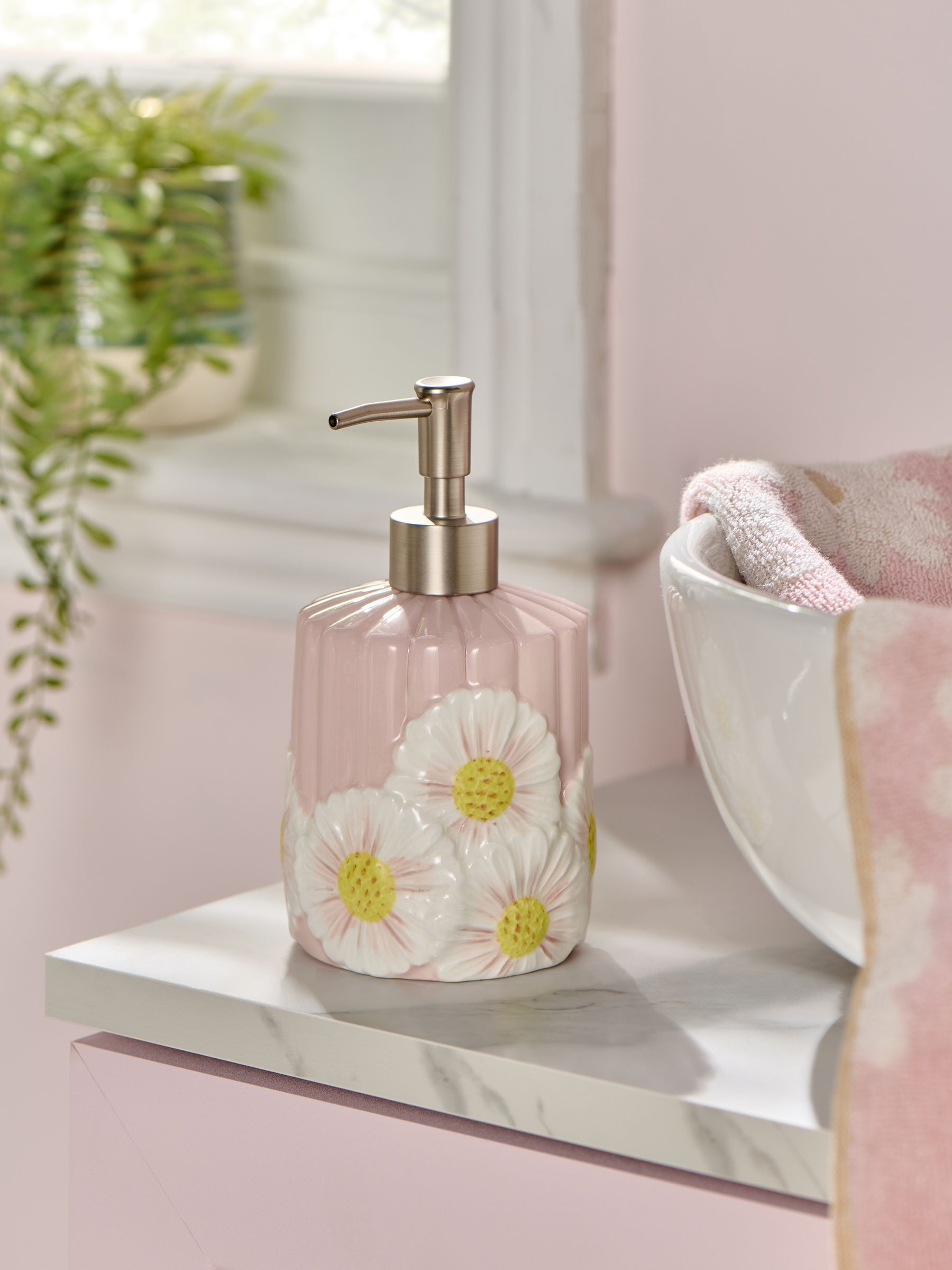 Buy Pink Rib Floral Print Soap Dispenser from the Next UK online shop