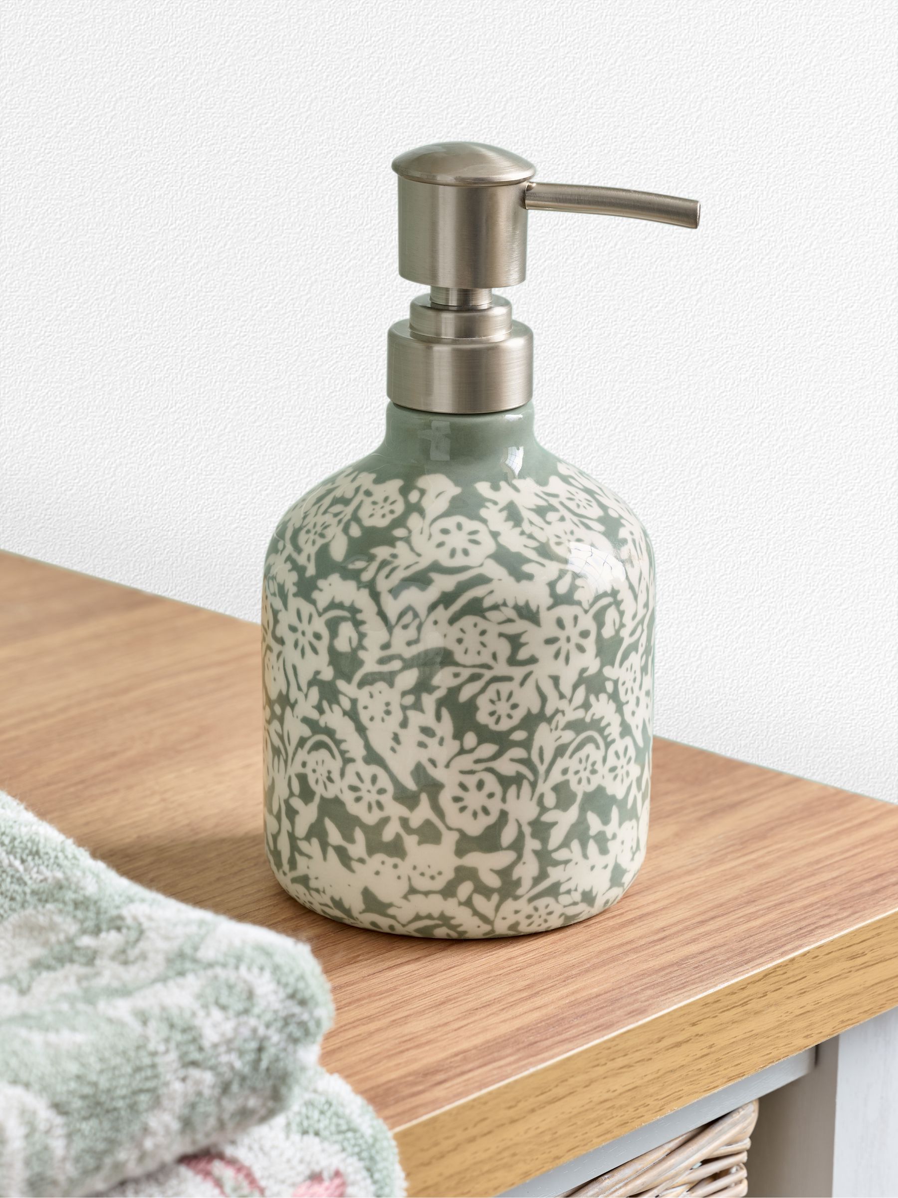 Buy Green Sage Floral Print Soap Dispenser from Next Canada