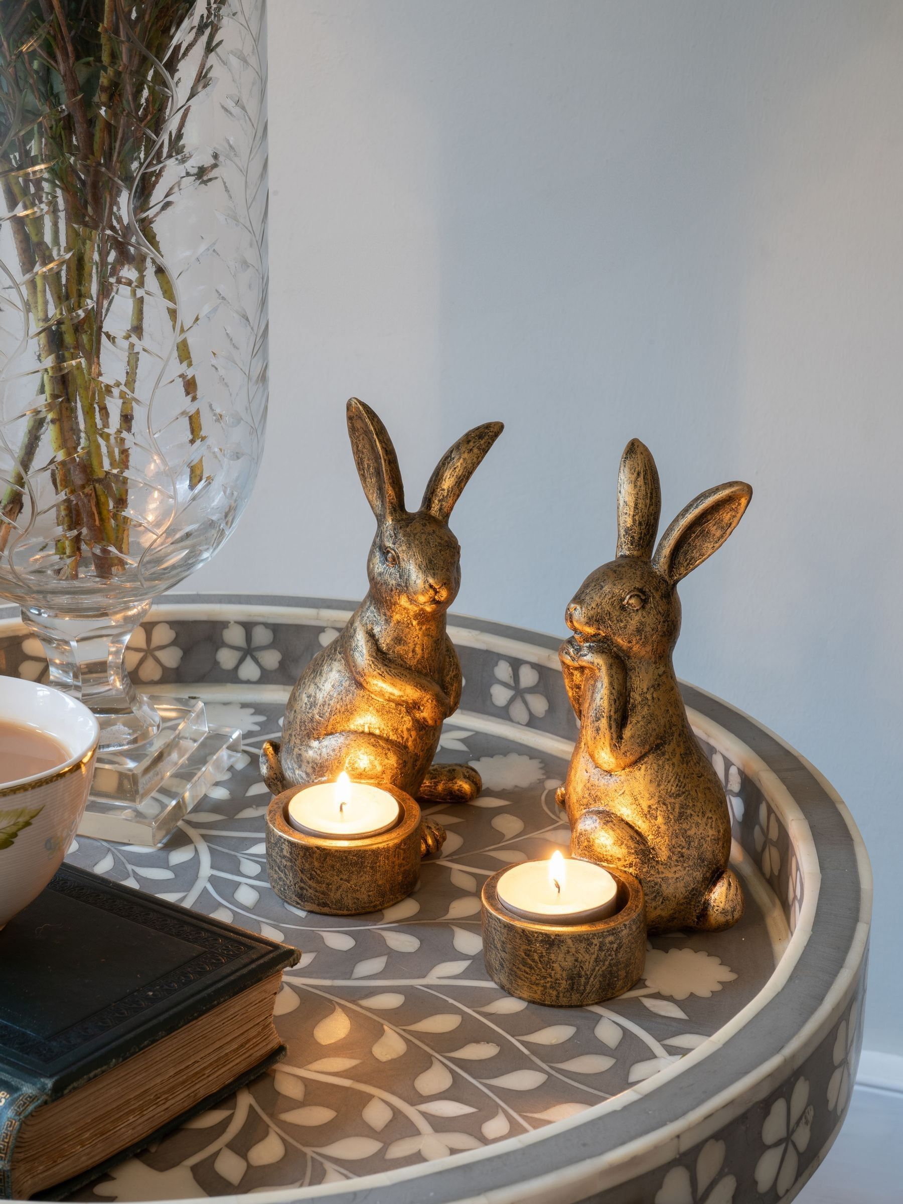 Buy Laura Ashley Set of 2 Gold Rabbit Tea Light Holders from the Next ...