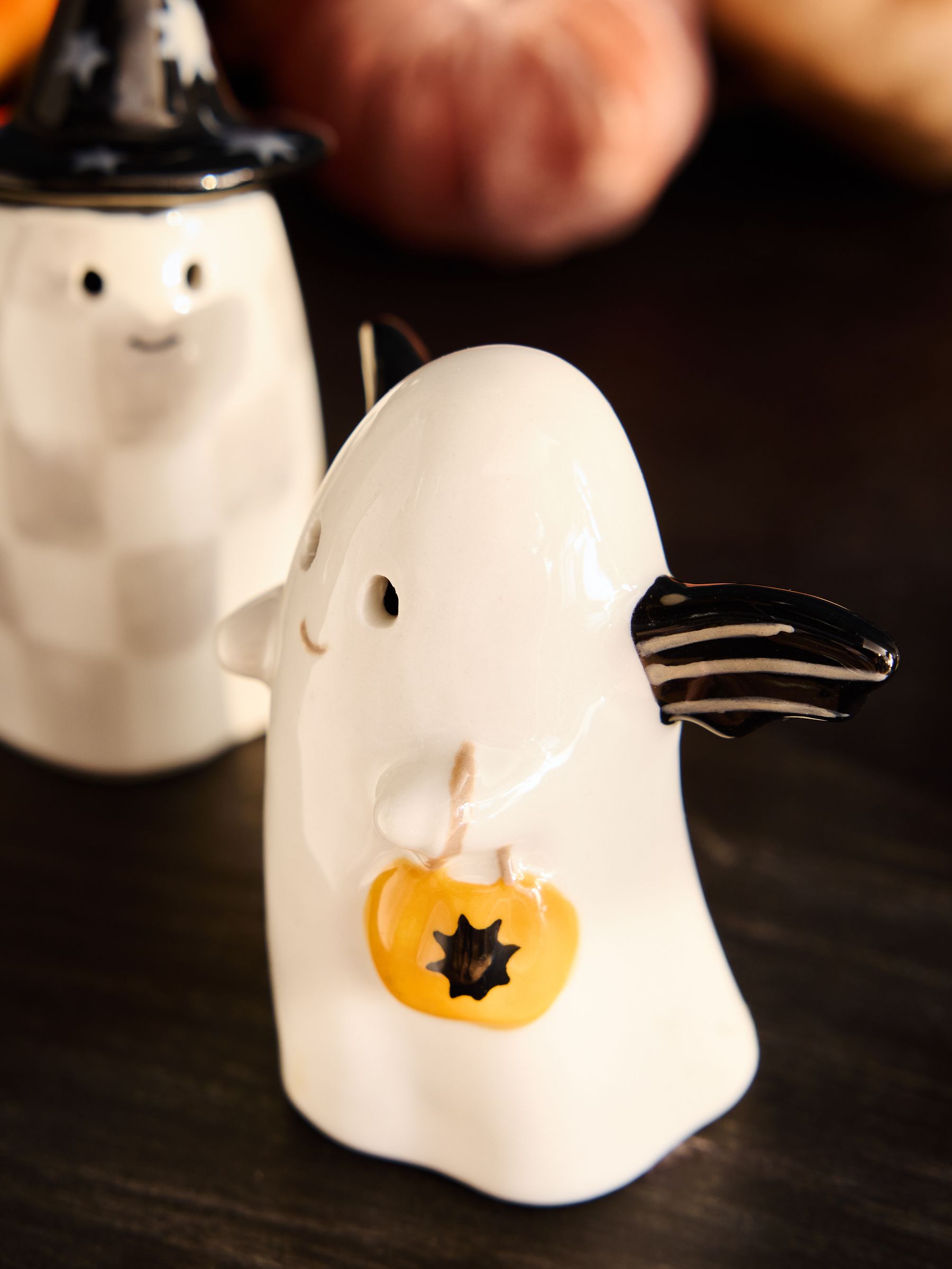 Buy 3 Pack White Happy Halloween Ceramic Ghost Ornaments from the Next ...