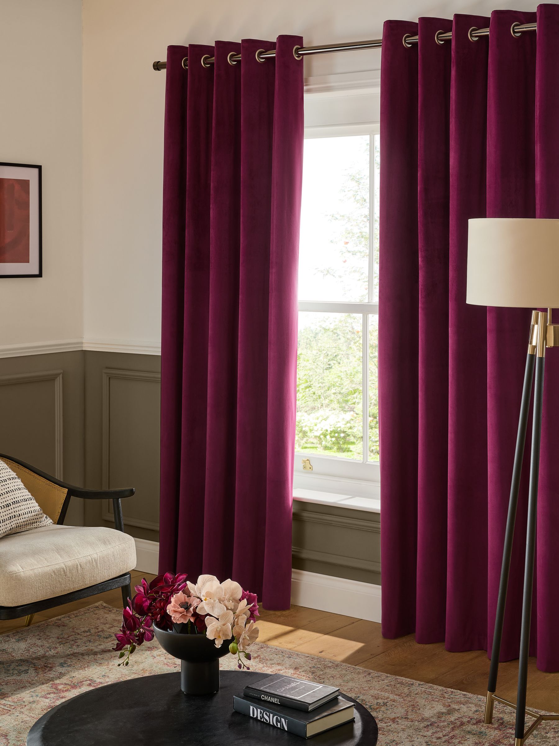 Buy Pink Berry Matte Velvet Blackout/Thermal Curtains from the Next UK ...