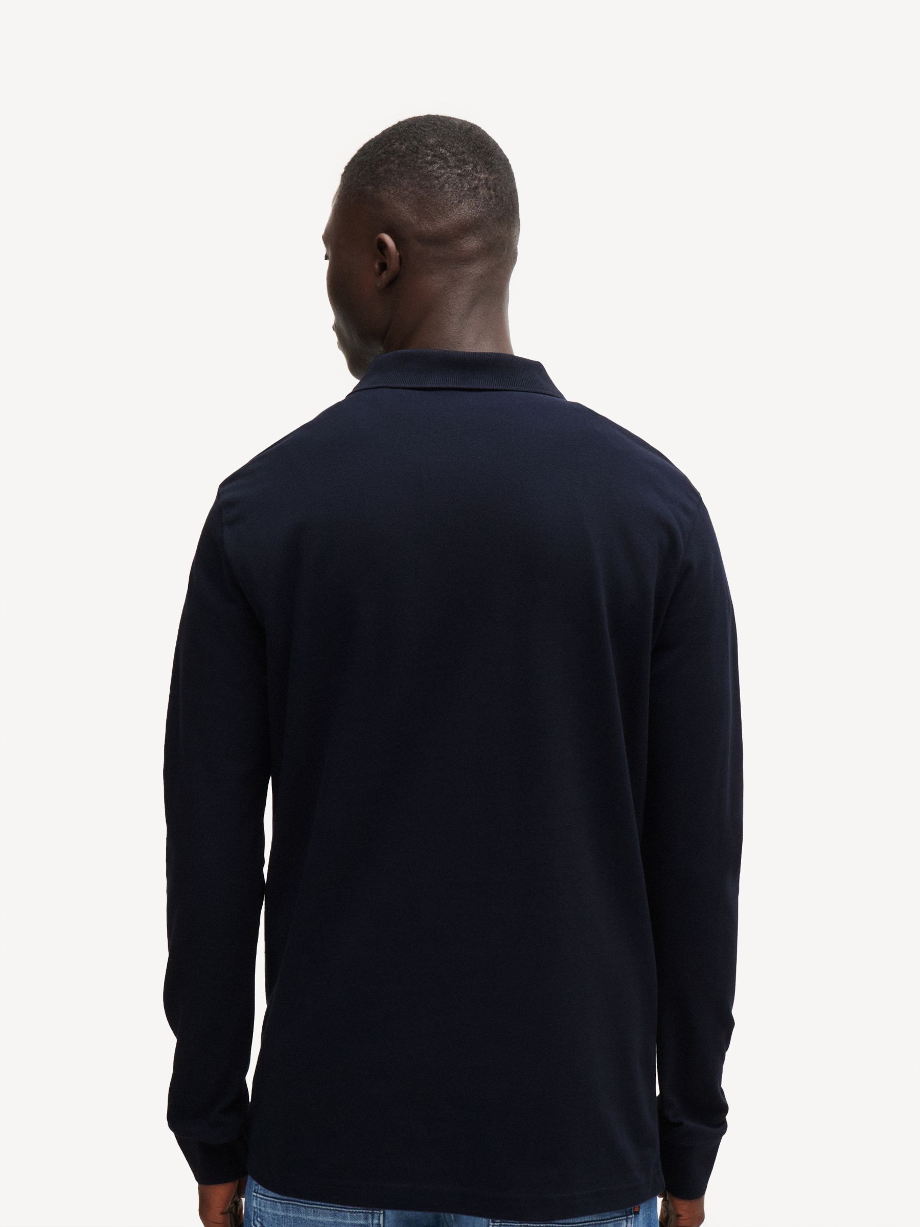 Buy BOSS Navy Passerby Box Logo Long Sleeve Polo Shirt from the Next UK ...