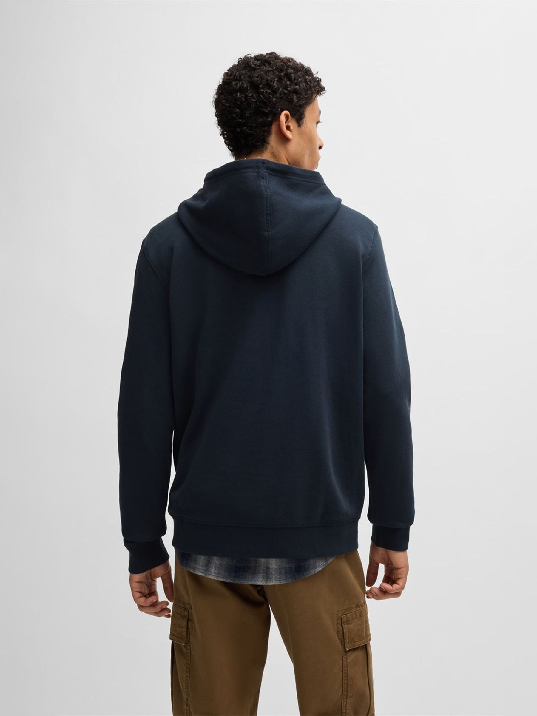 Buy BOSS Blue Navy Regular-Fit Wetalk Logo Hoodie from the Next UK ...