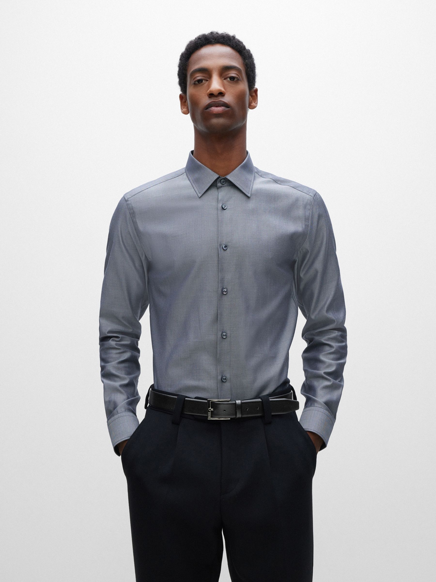 Buy BOSS Black Grained Leather Belt from the Next UK online shop