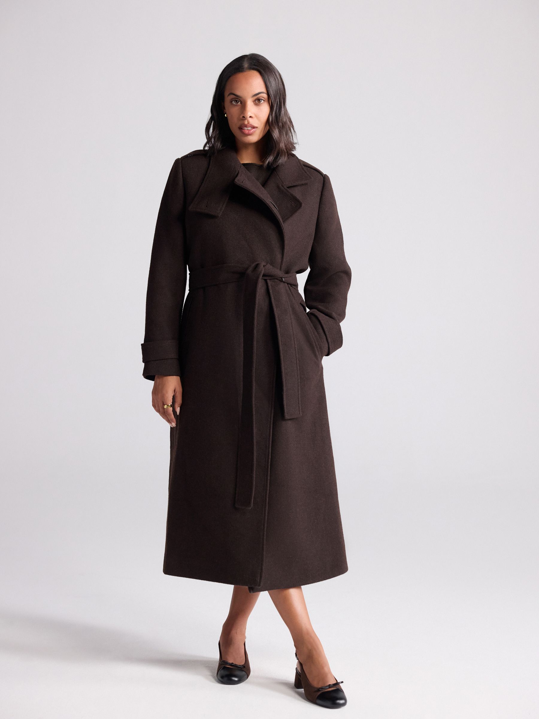 Buy Chocolate Brown Formal Funnel Neck Coat from the Next UK online shop