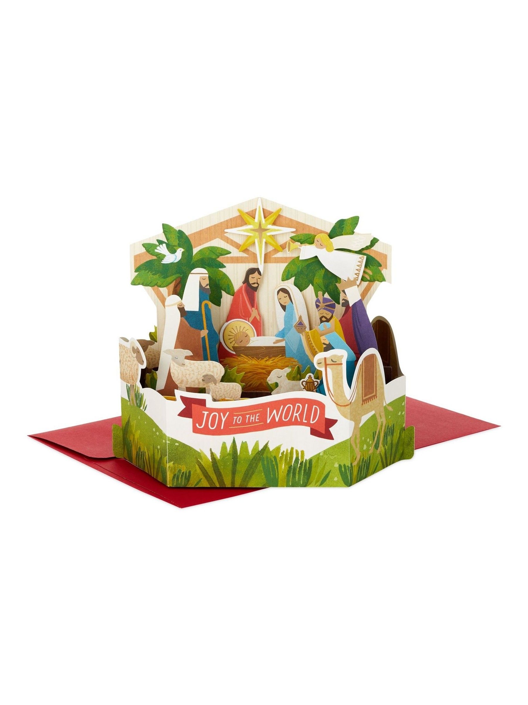 Buy Hallmark Green 3D Pop Up Nativity Scene Design Christmas Card from ...