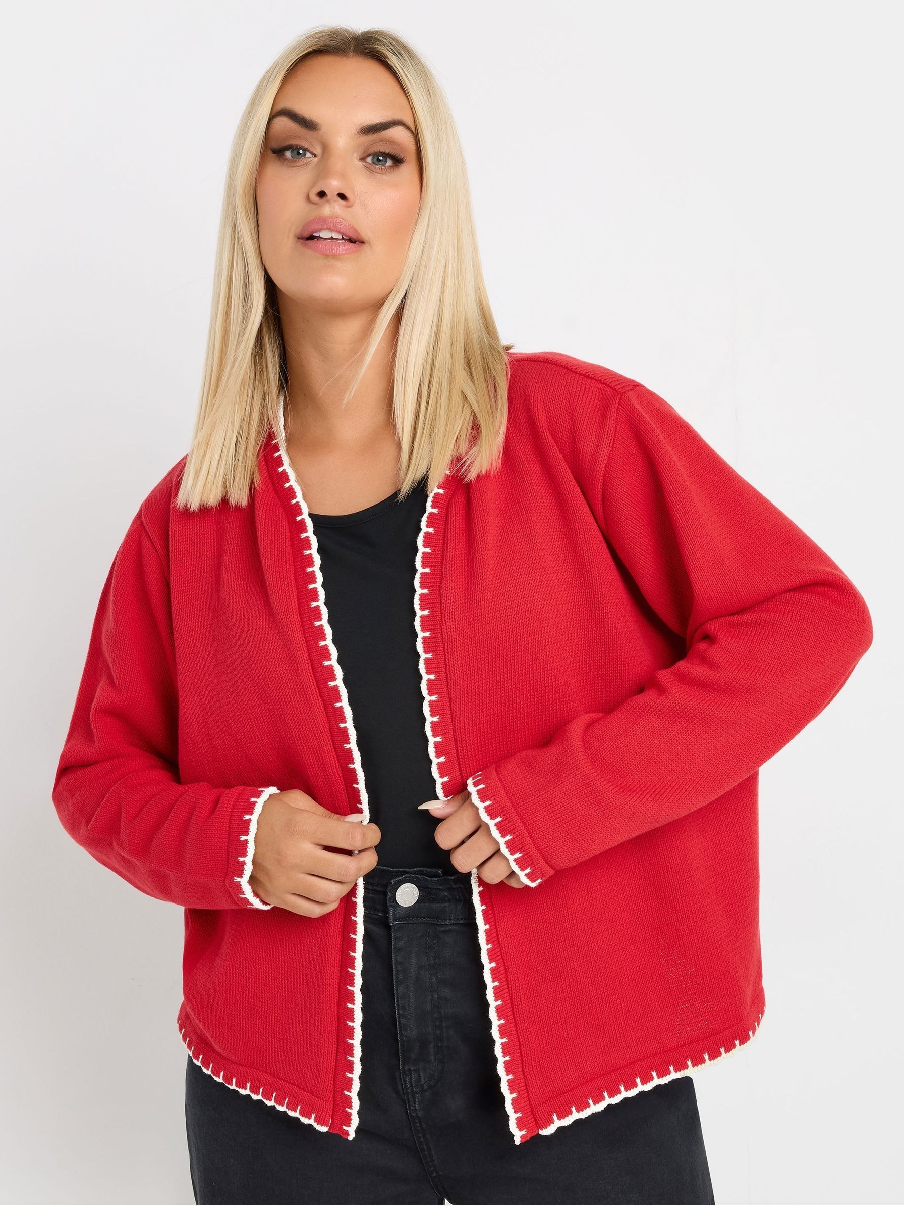 Buy Yours Curve Red Scalloped Edge Short Cardigan from the Next UK ...