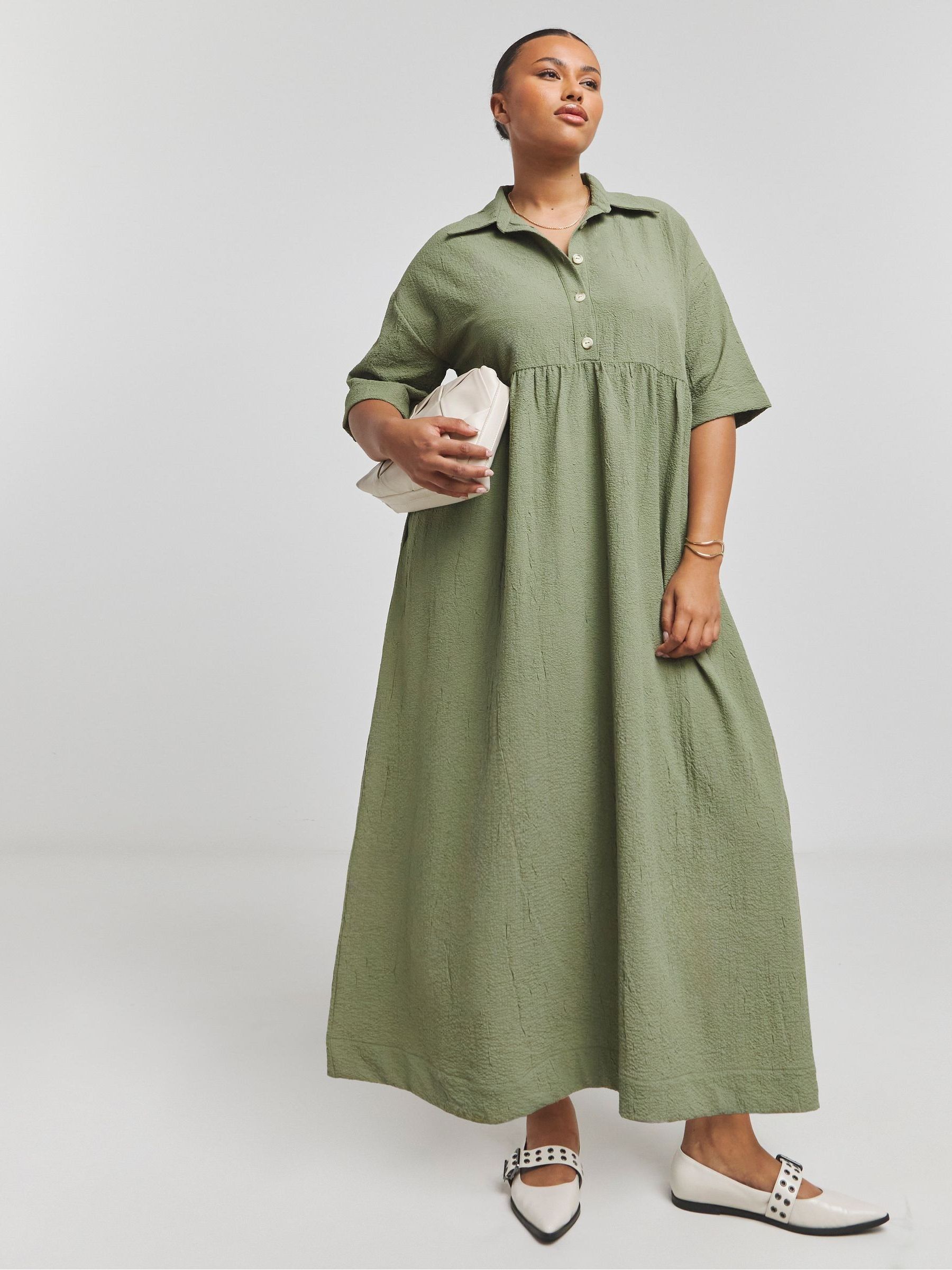 Buy Simply Be Green Utility Shirt Maxi Dress from the Next UK online shop