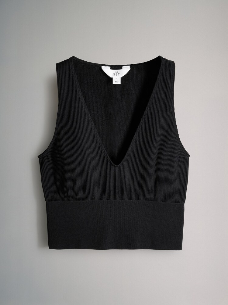 Buy The Set Black/Grey Seamless Ribbed Crop Tops 3 Pack from Next ...