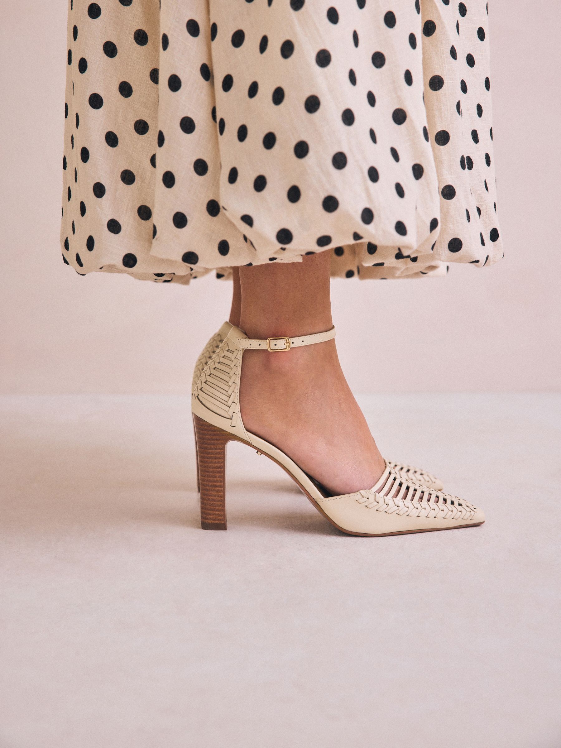 Buy Bone Signature Premium Leather Weave Point Toe Heels from the Next ...