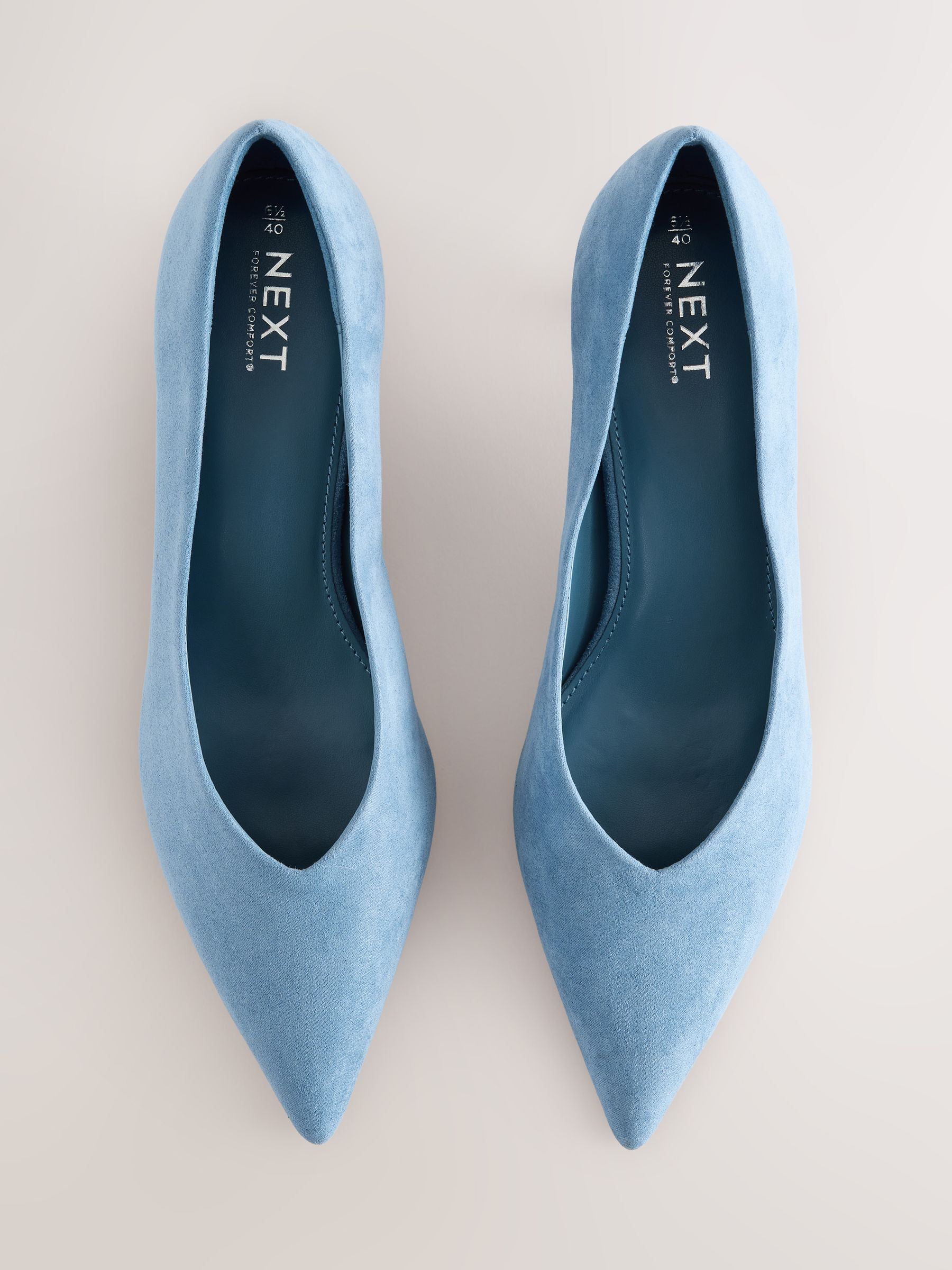 Buy Blue Standard/Wide Fit Point Toe Low Kitten Heels Shoes from Next ...