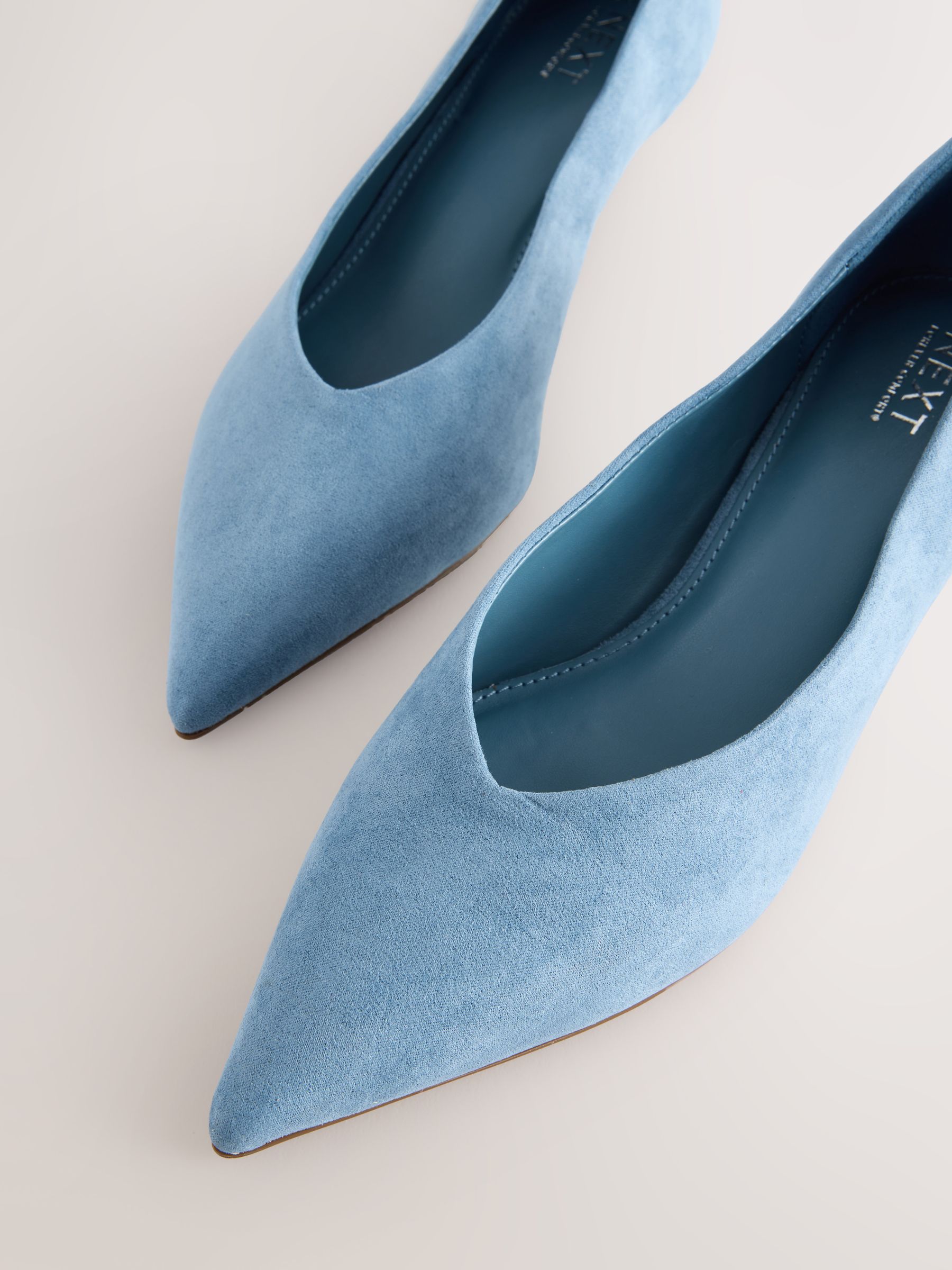 Buy Blue Standard/Wide Fit Point Toe Low Kitten Heels Shoes from Next ...