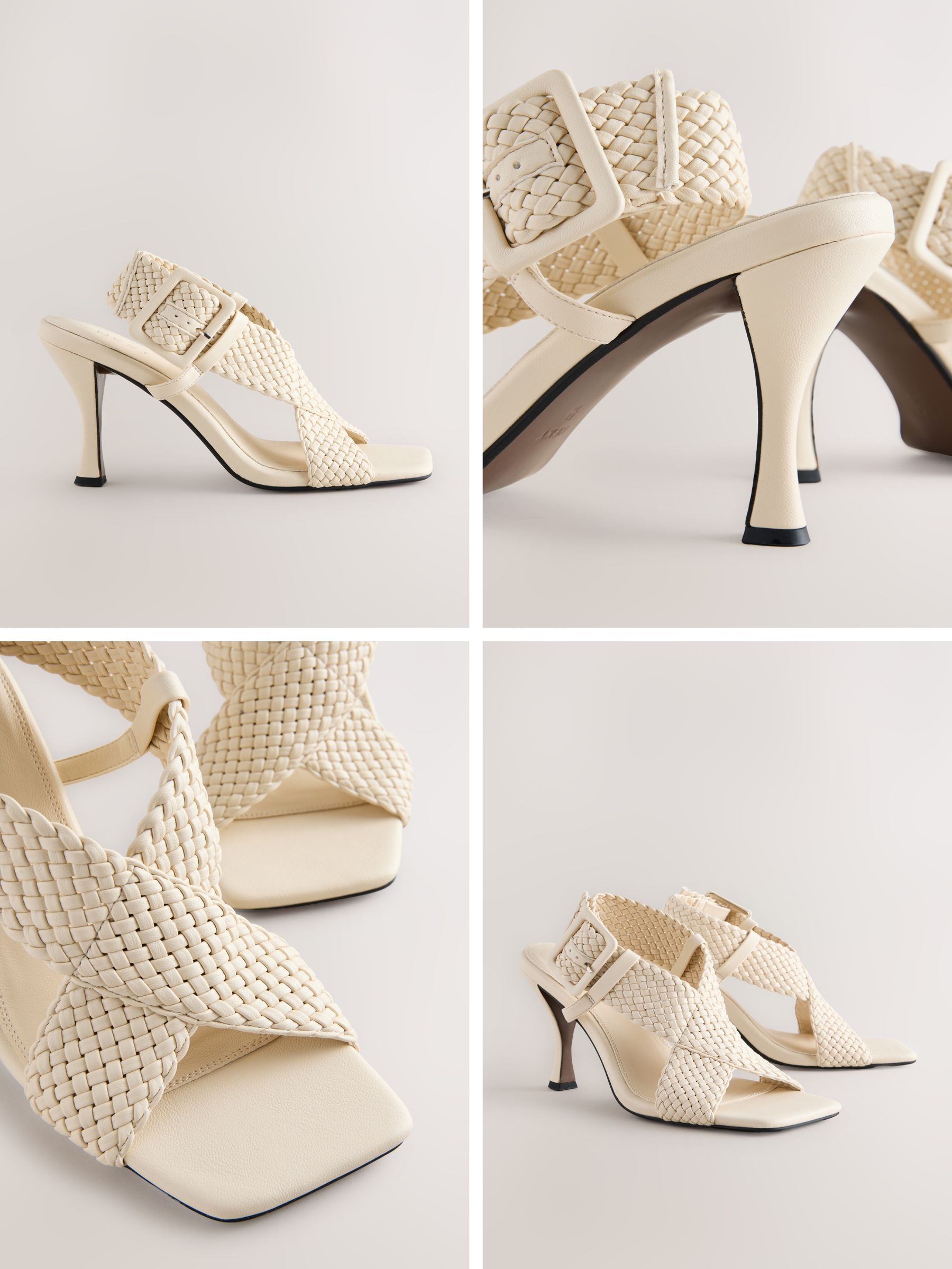 Buy Bone Square Toe Weave Cross-Over Slingback Heels from the Next UK ...