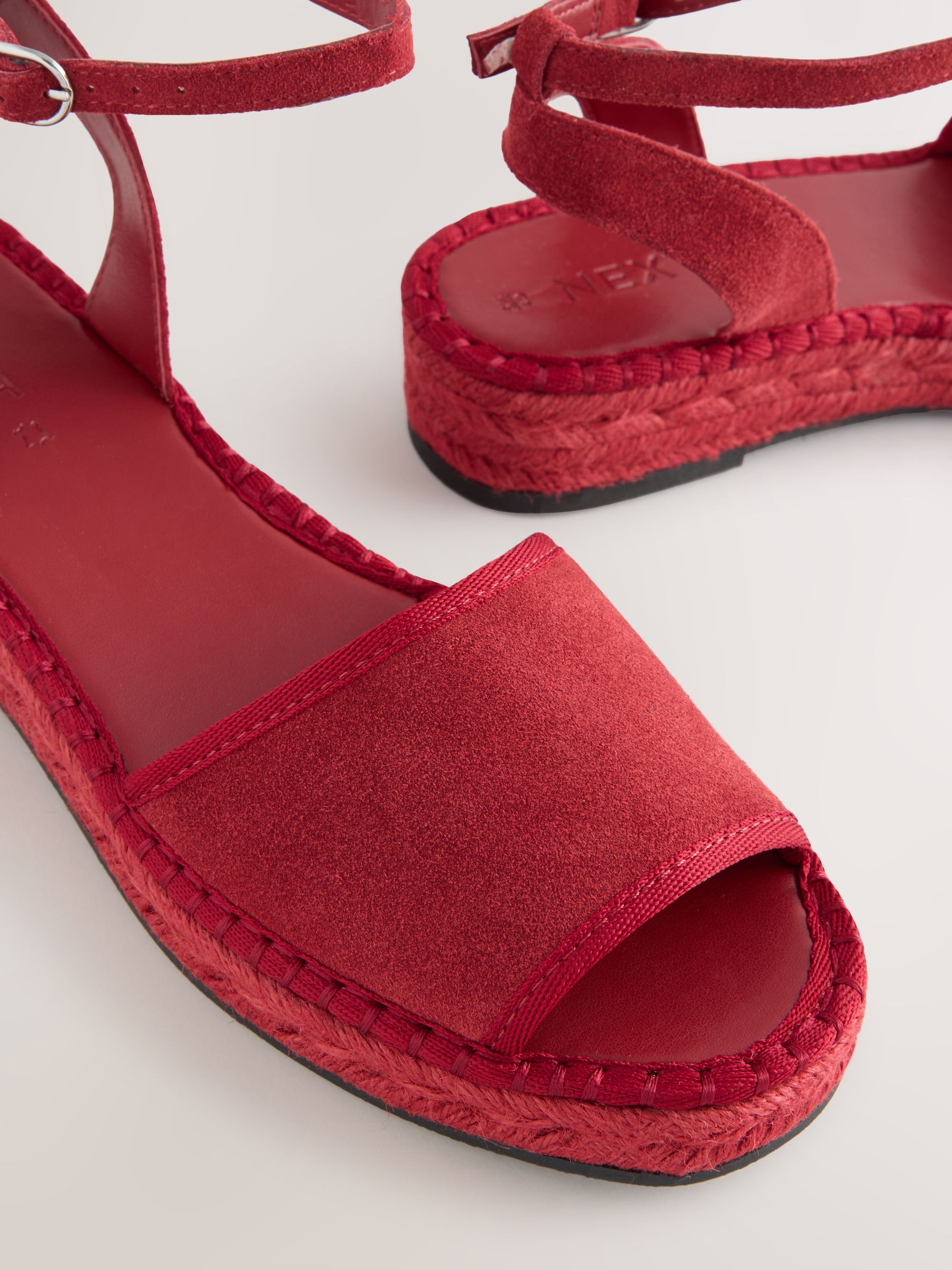 Buy Red Suede Standard/Wide Fit Open Toe Low Wedge Espadrilles from the ...