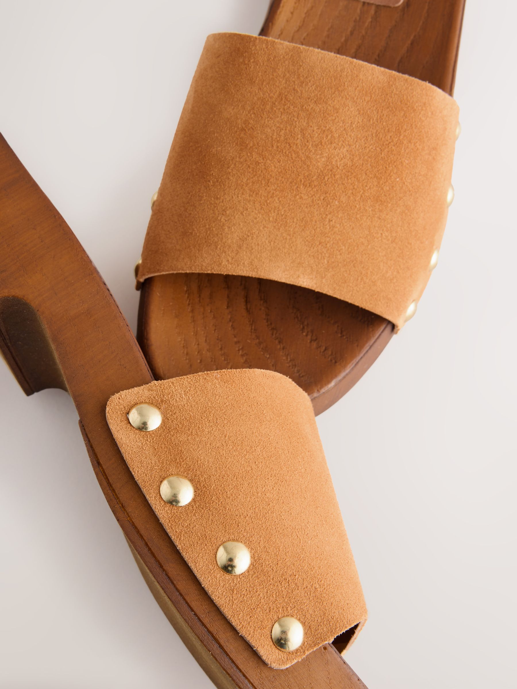Buy Tan Brown Suede Open Toe Studded Clog Mule Sandals from the Next UK ...