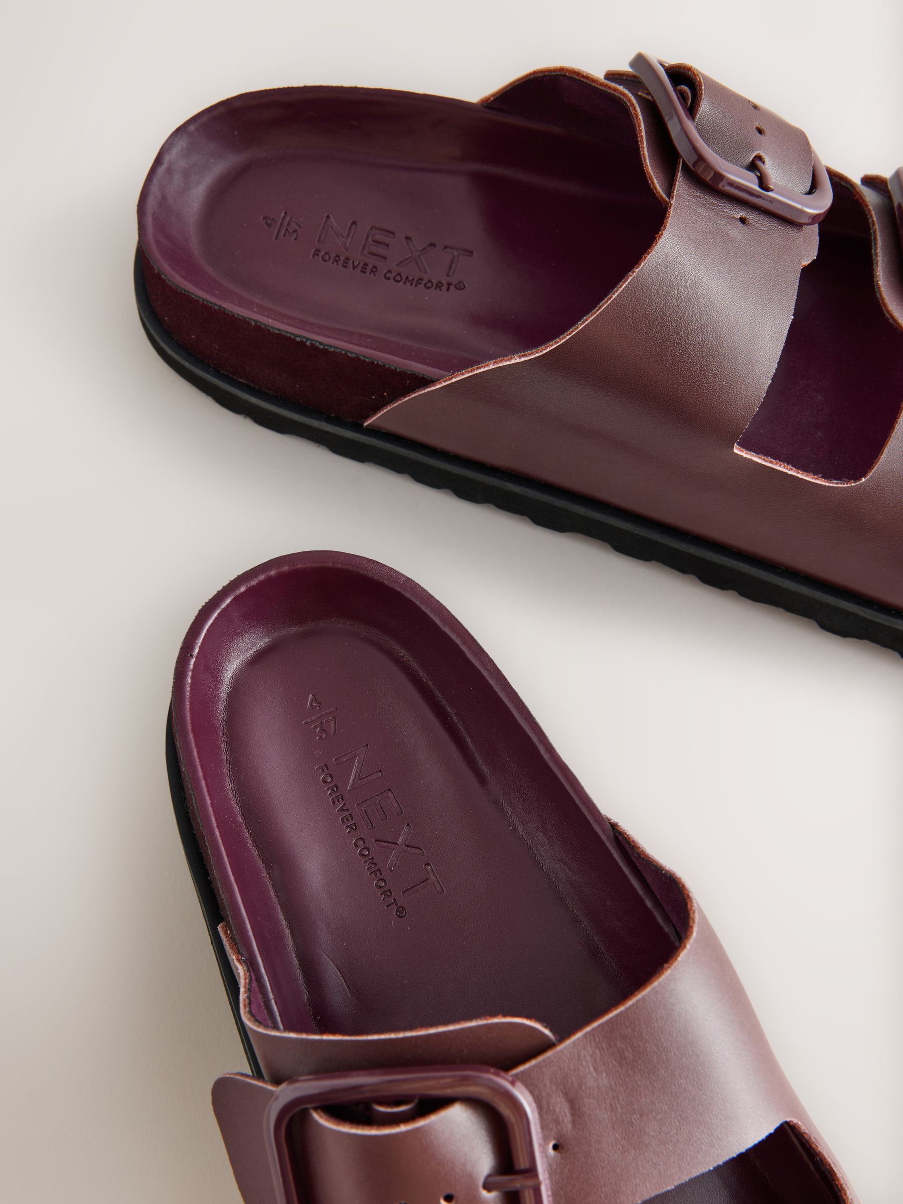 Buy Burgundy Red Leather Premium Double Strap Footbed Sandals from Next ...