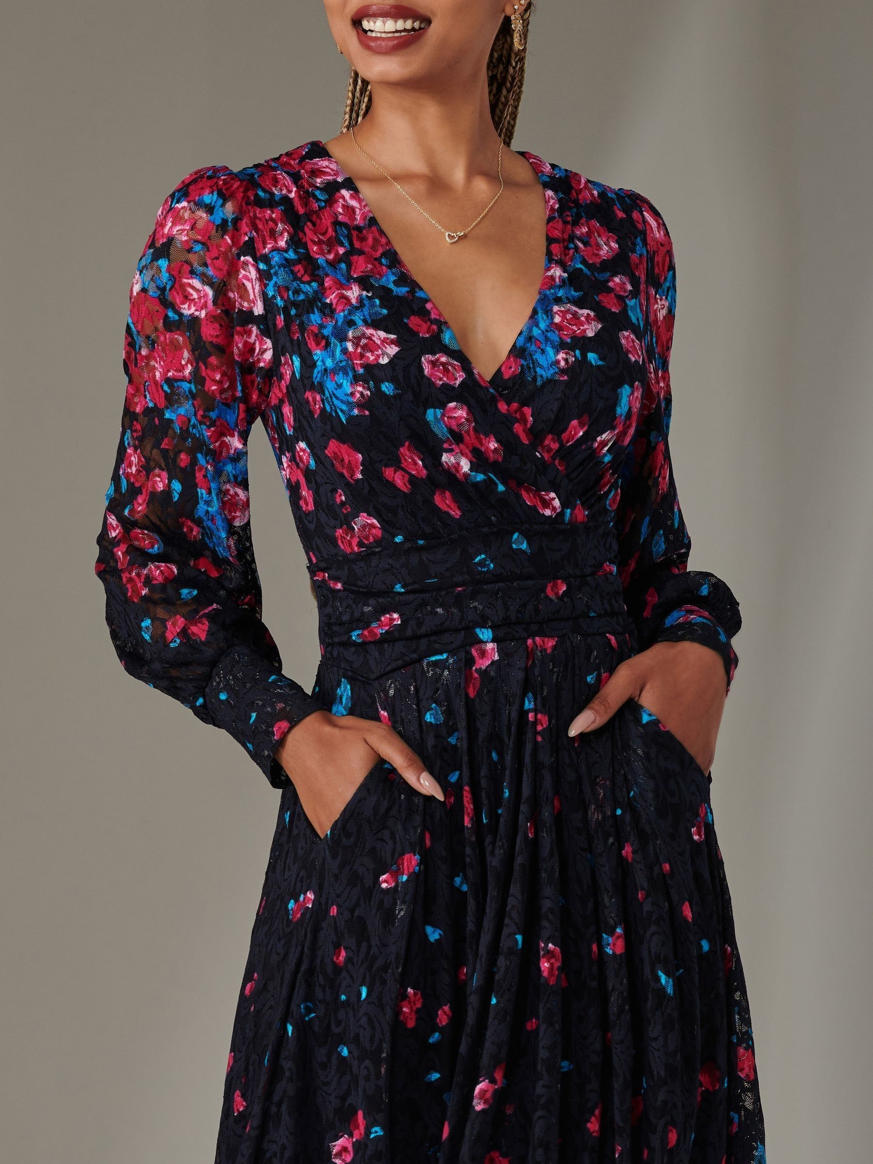 Buy Jolie Moi Pink Dalia Symmetrical Print Lace Maxi Dress from Next ...