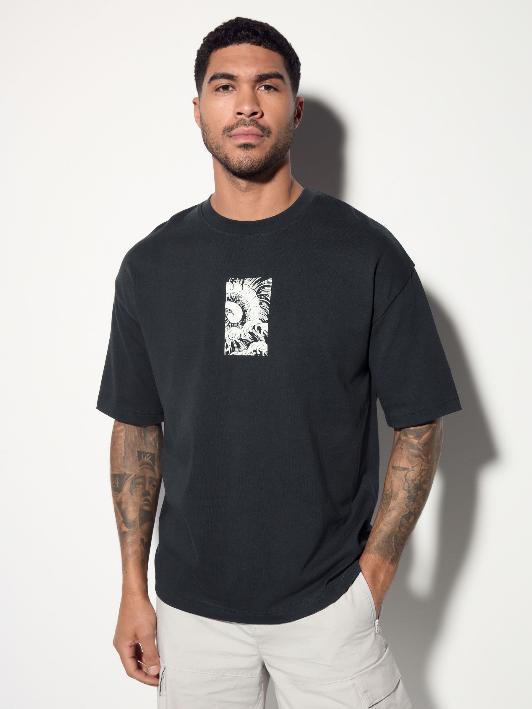 Buy Black Relaxed Fit Japanese Surf Graphic Print T-Shirt from Next ...