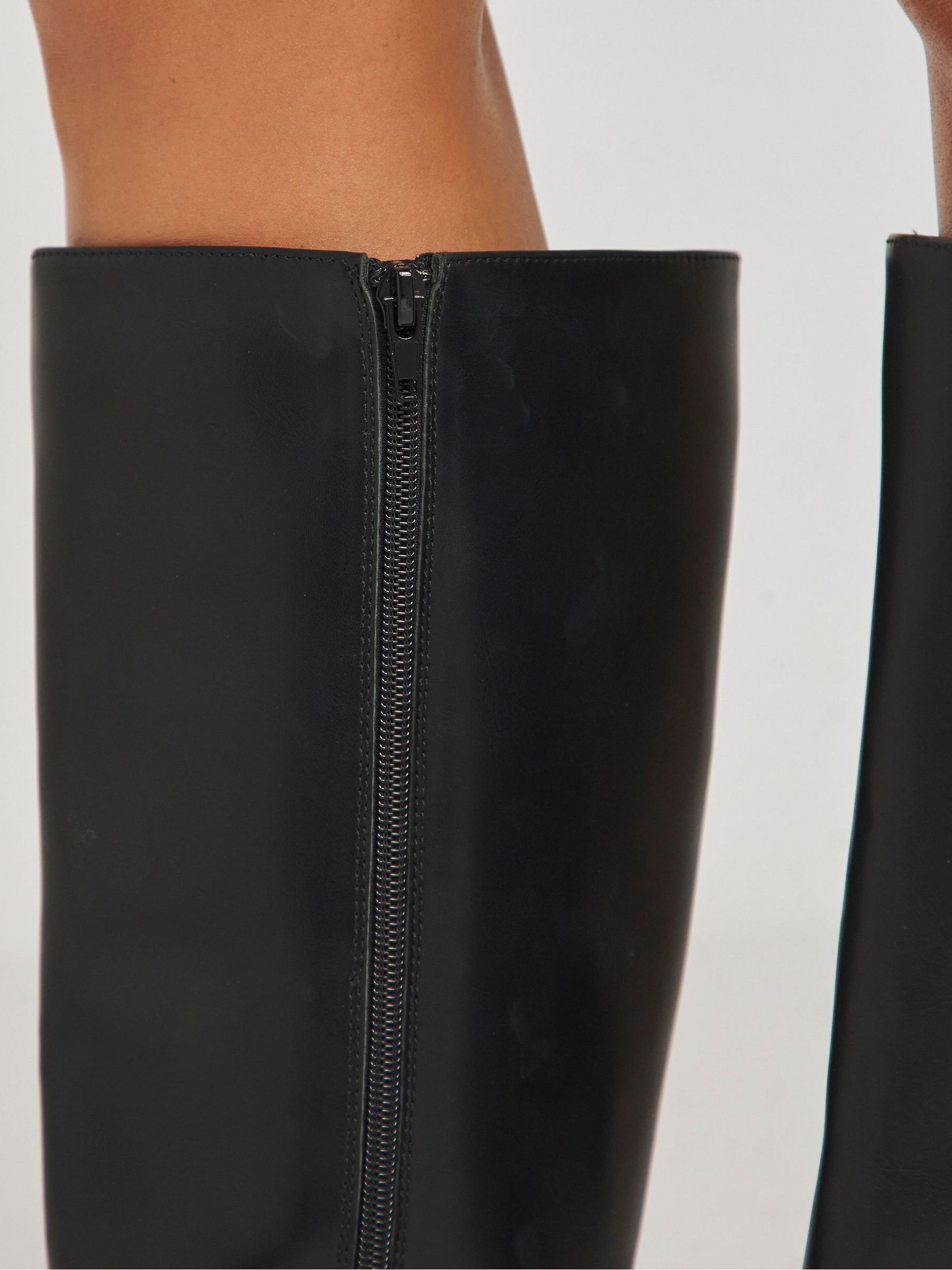 Buy Simply Be Black Straight Loose Fitting Kitten Knee High Heel Boots ...