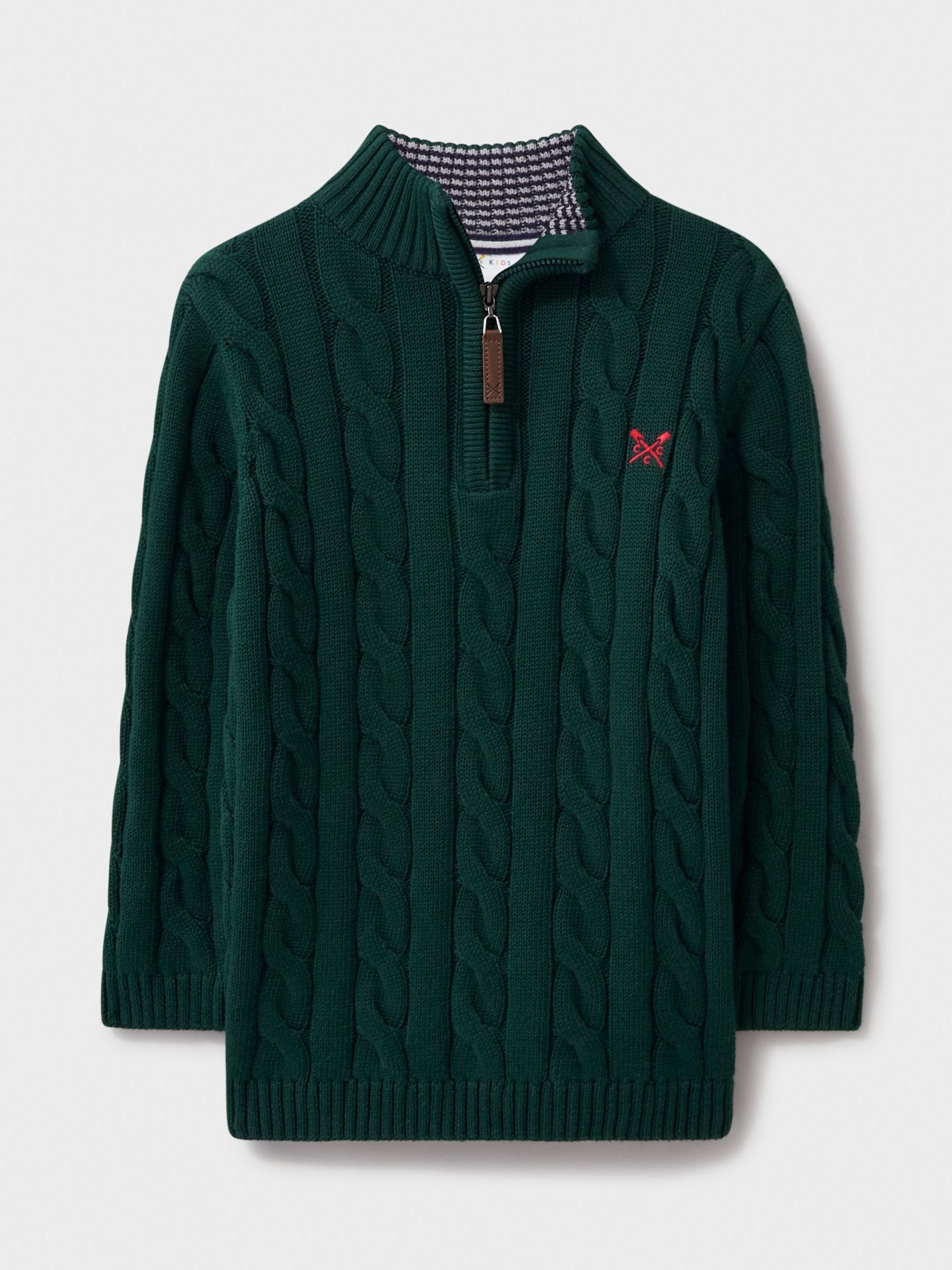Buy Crew Clothing Green Oarsman Cable 100% Cotton Half Zip Jumper from ...