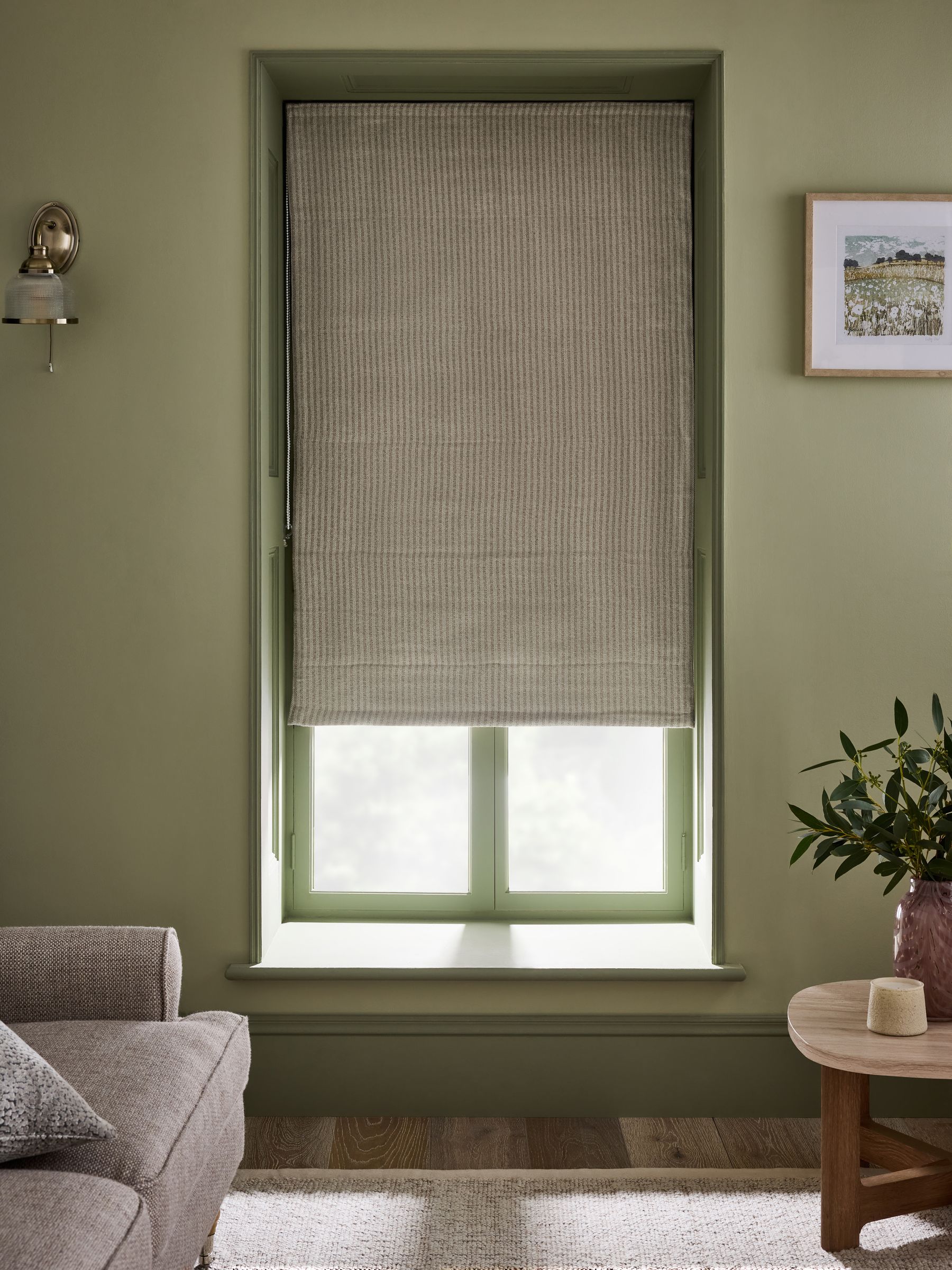 Buy Natural Ready Made Blackout Roman Brushed Stripe Blinds from the ...