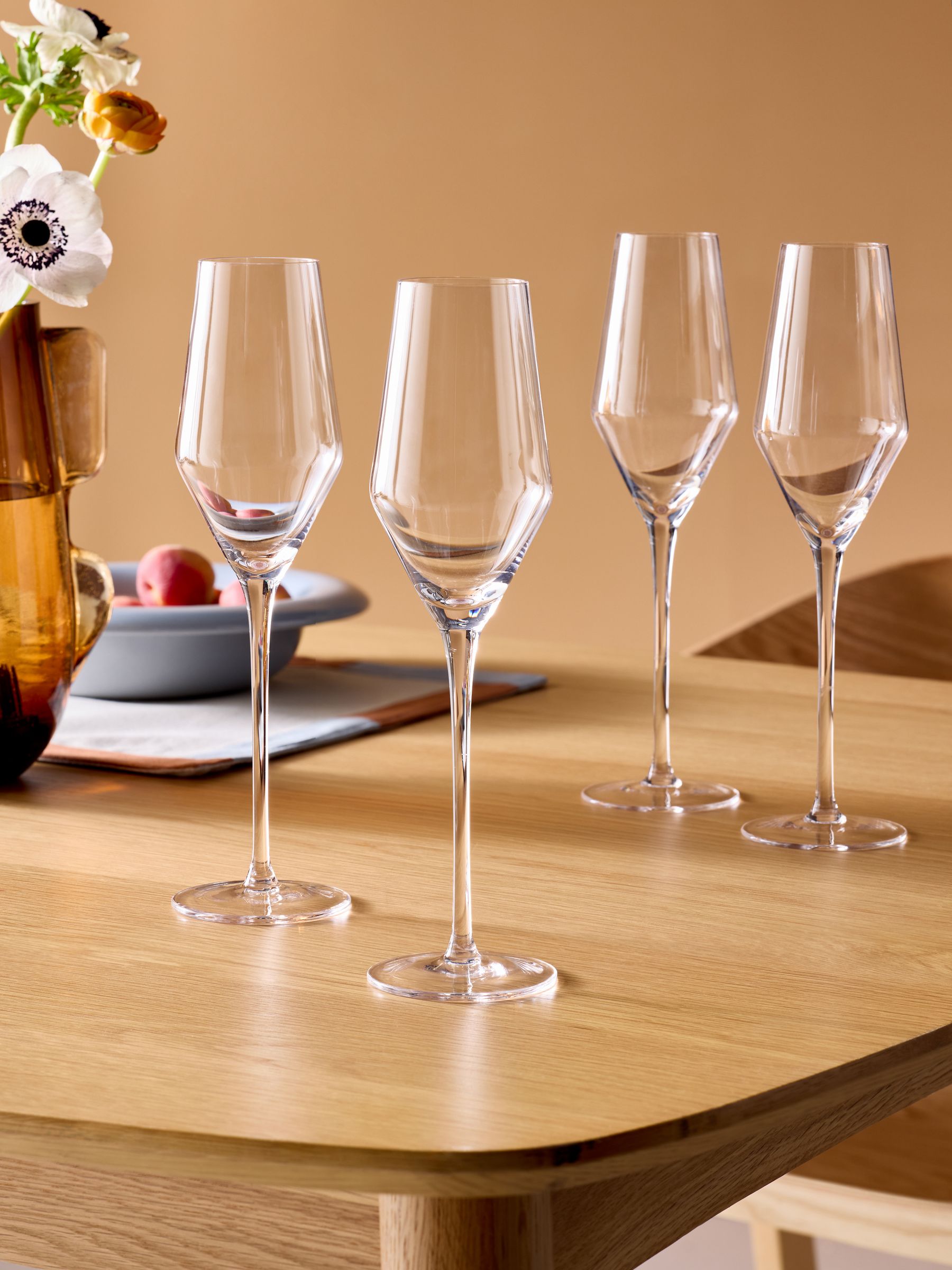 Buy MADE.COM Set of 4 Clear Velma Crystal Champagne Flutes from the ...
