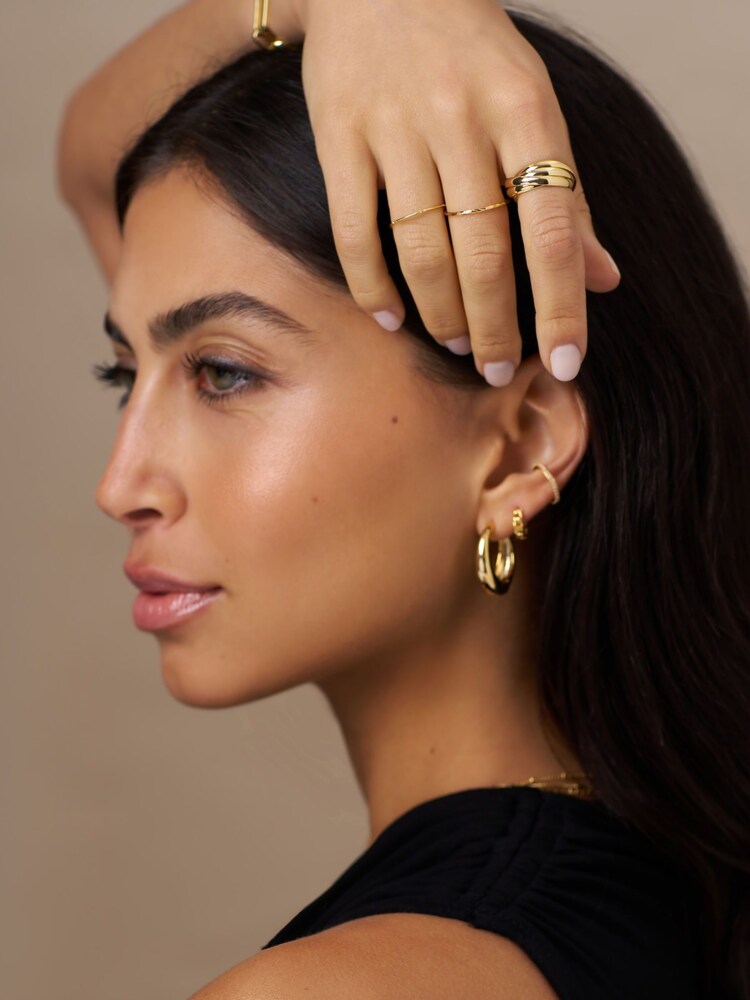 Interlocking Rings Orelia Interlocking Ring, Pale Gold