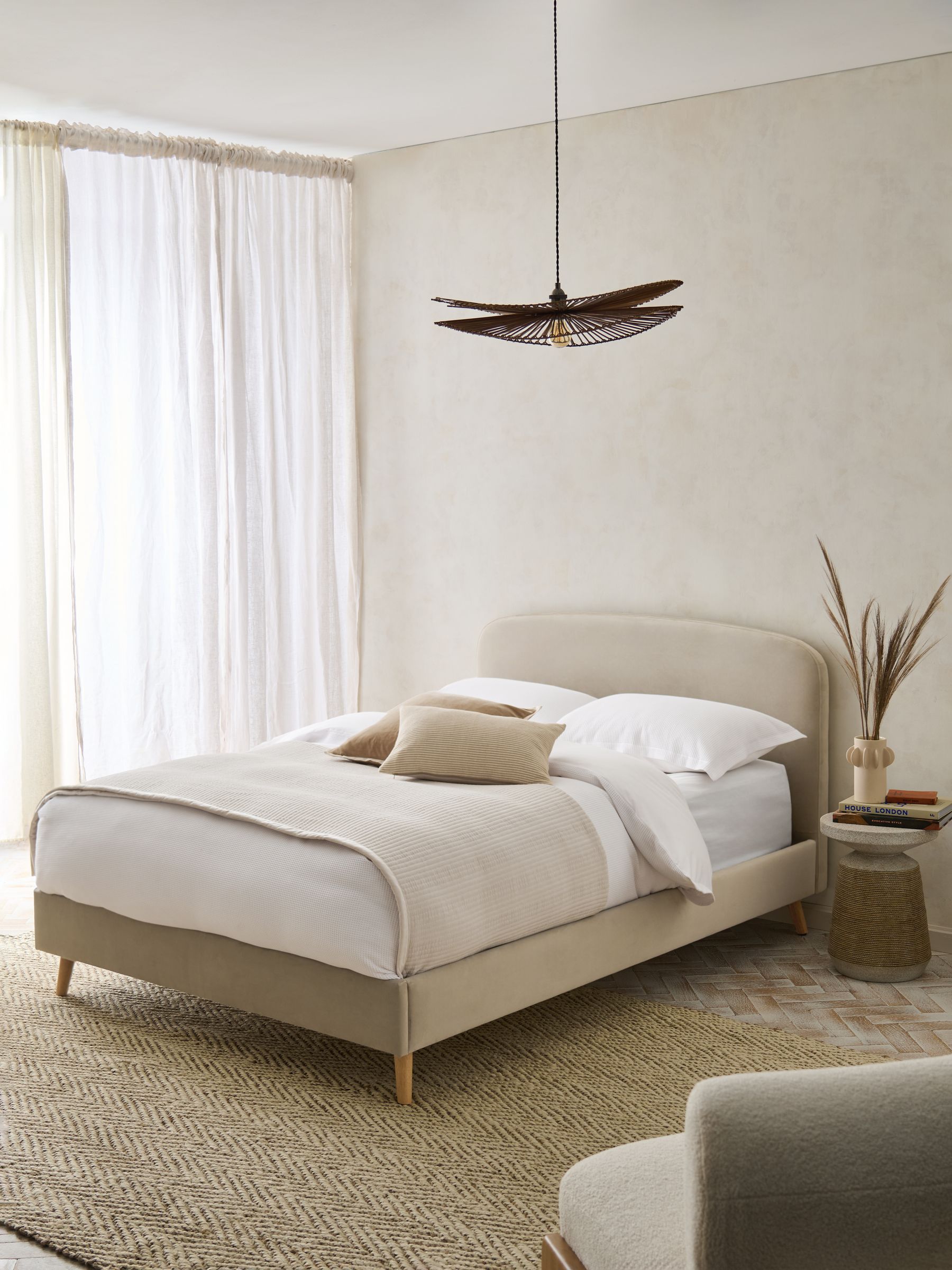 Buy Soft Velvet Pebble Matson Upholstered Bed Frame from the Next UK ...