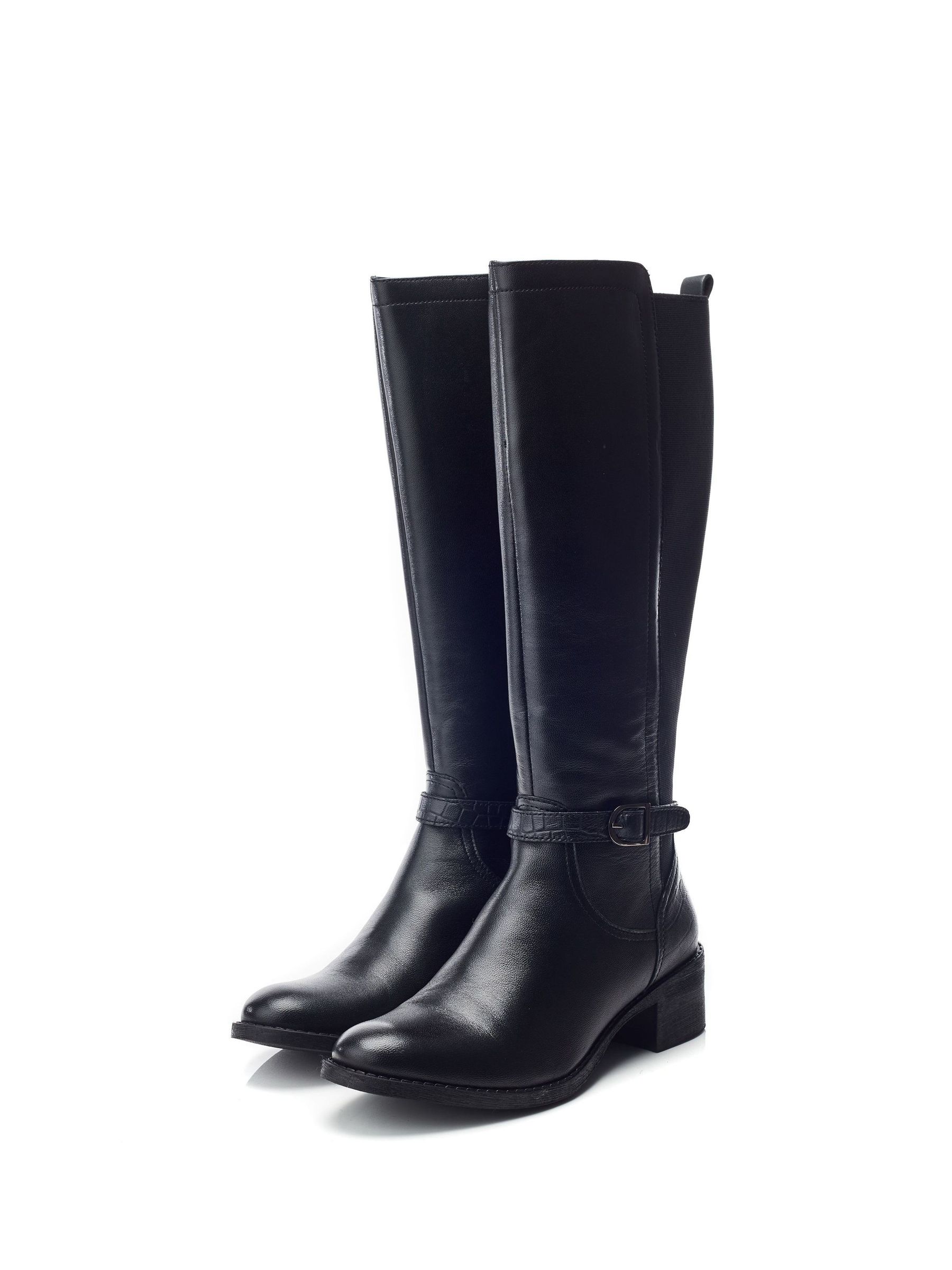 Buy Moda in Pelle Black Radelle Buckle Detail Leather Riding Boots from ...