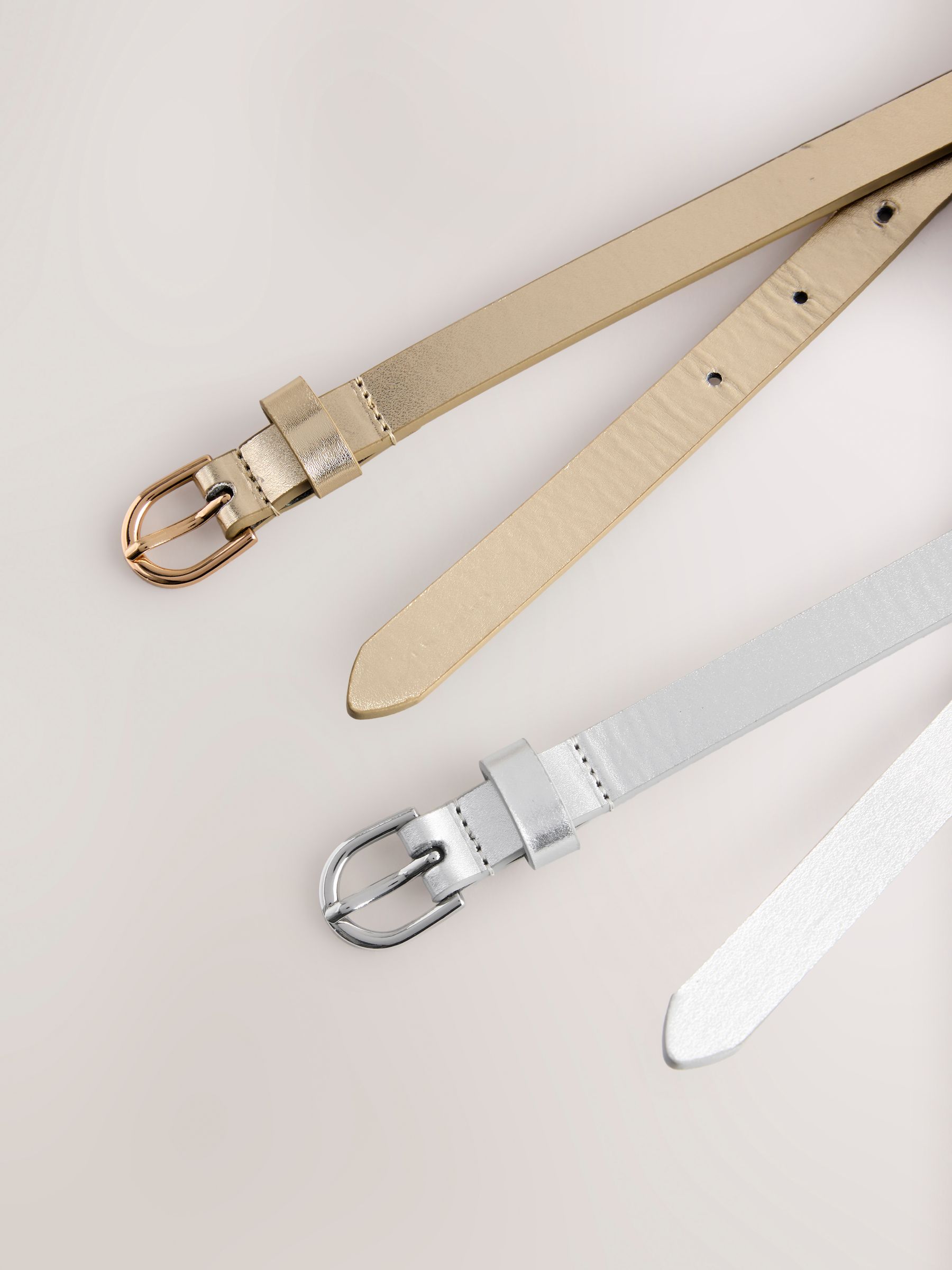 Buy Silver/Gold Skinny PU Belts 2 Pack from the Next UK online shop