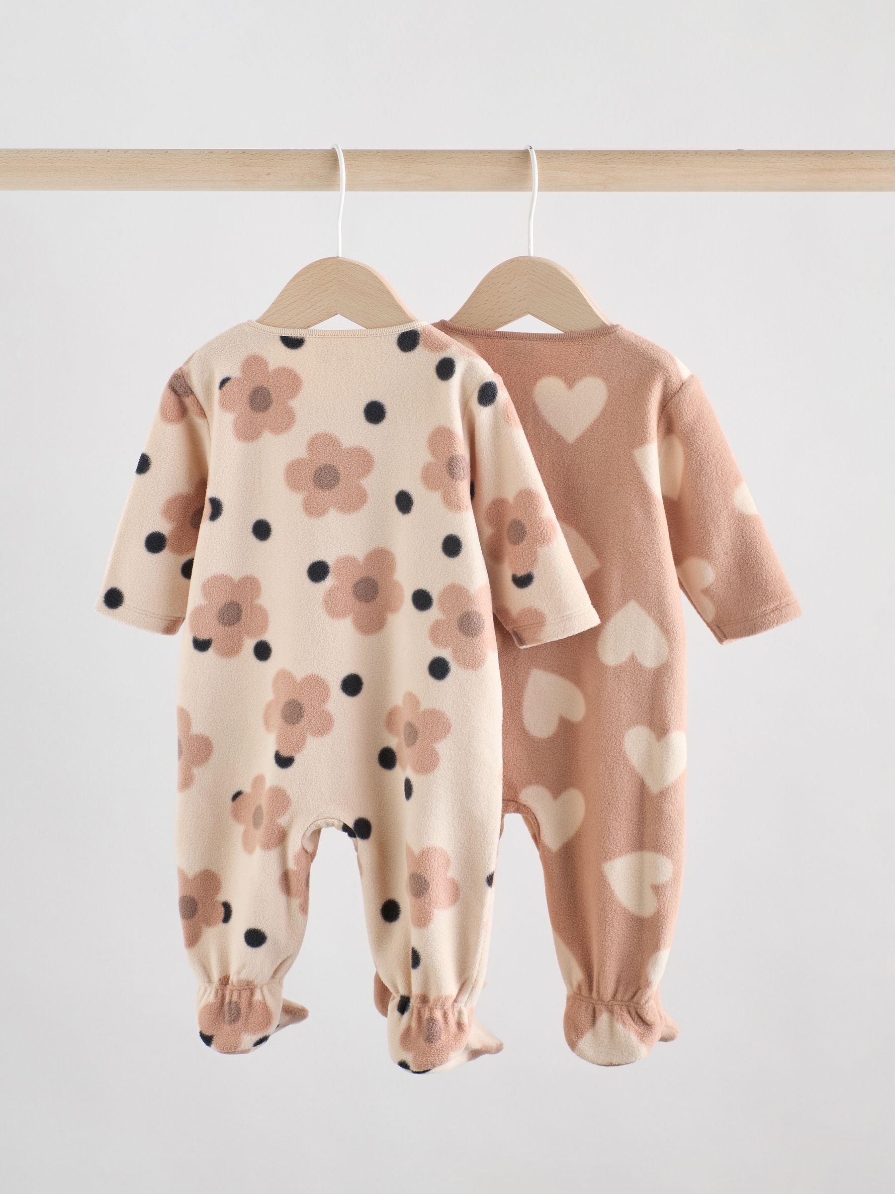 Buy Neutral 2 Pack Micro Fleece Two Way Zip Baby Sleepsuits from Next ...