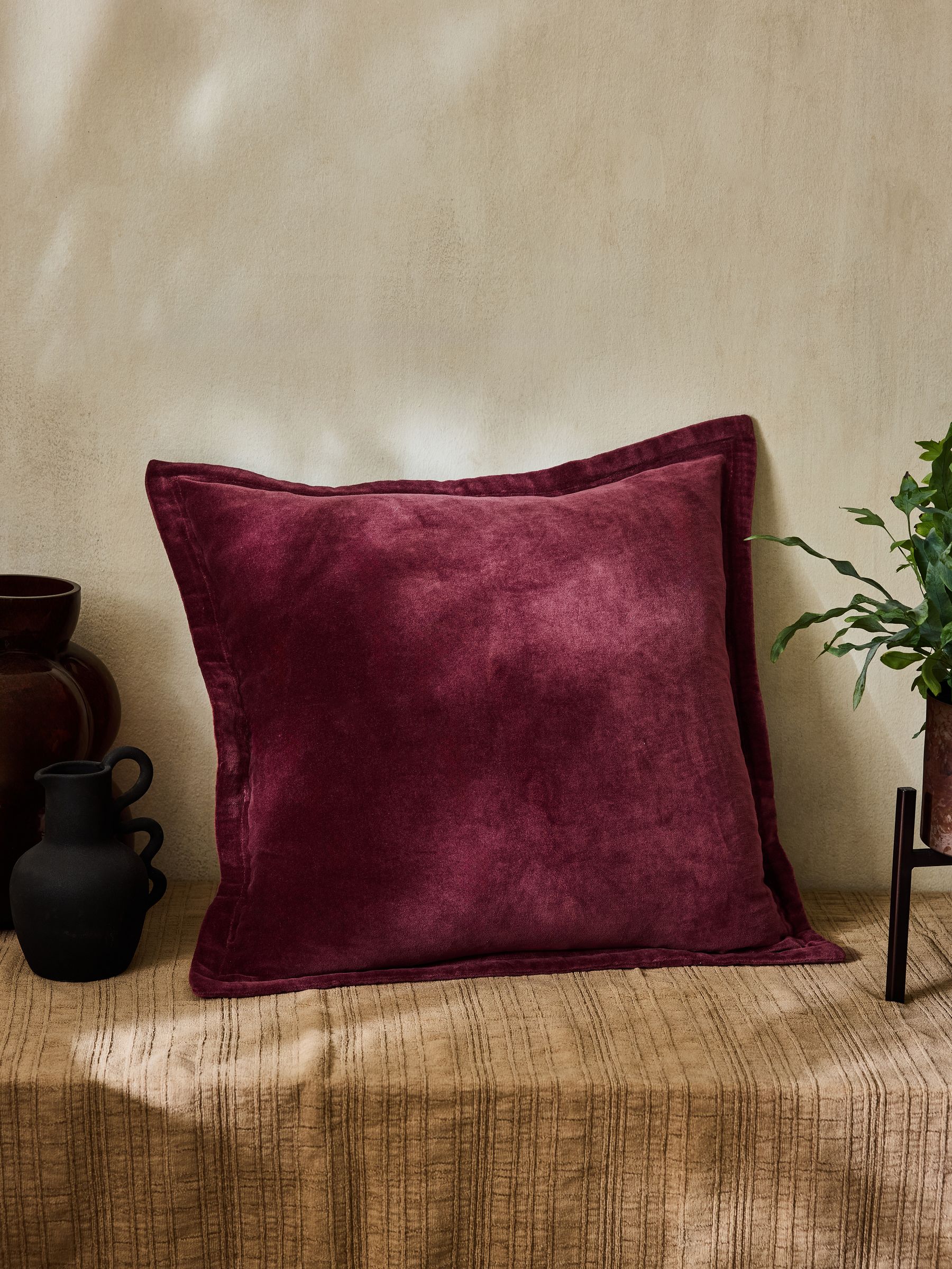 Buy French Connection Burgundy Red Washed Velvet Cushion from the Next ...