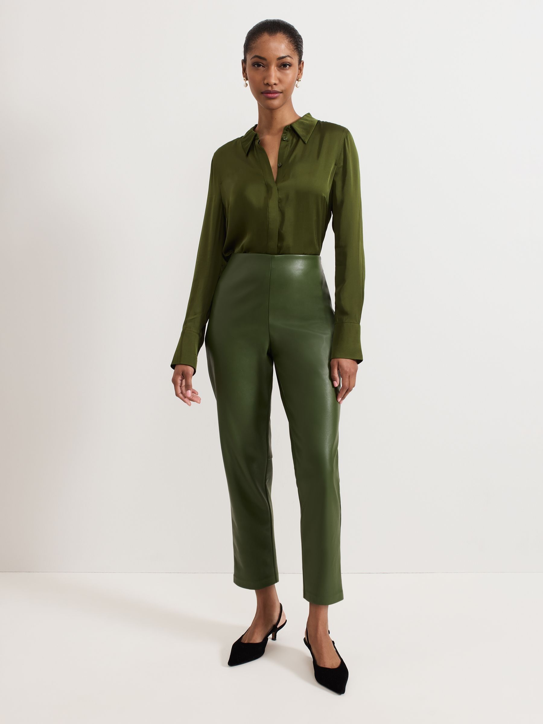 Buy Phase Eight Green Mya PU Crop Trousers from the Next UK online shop