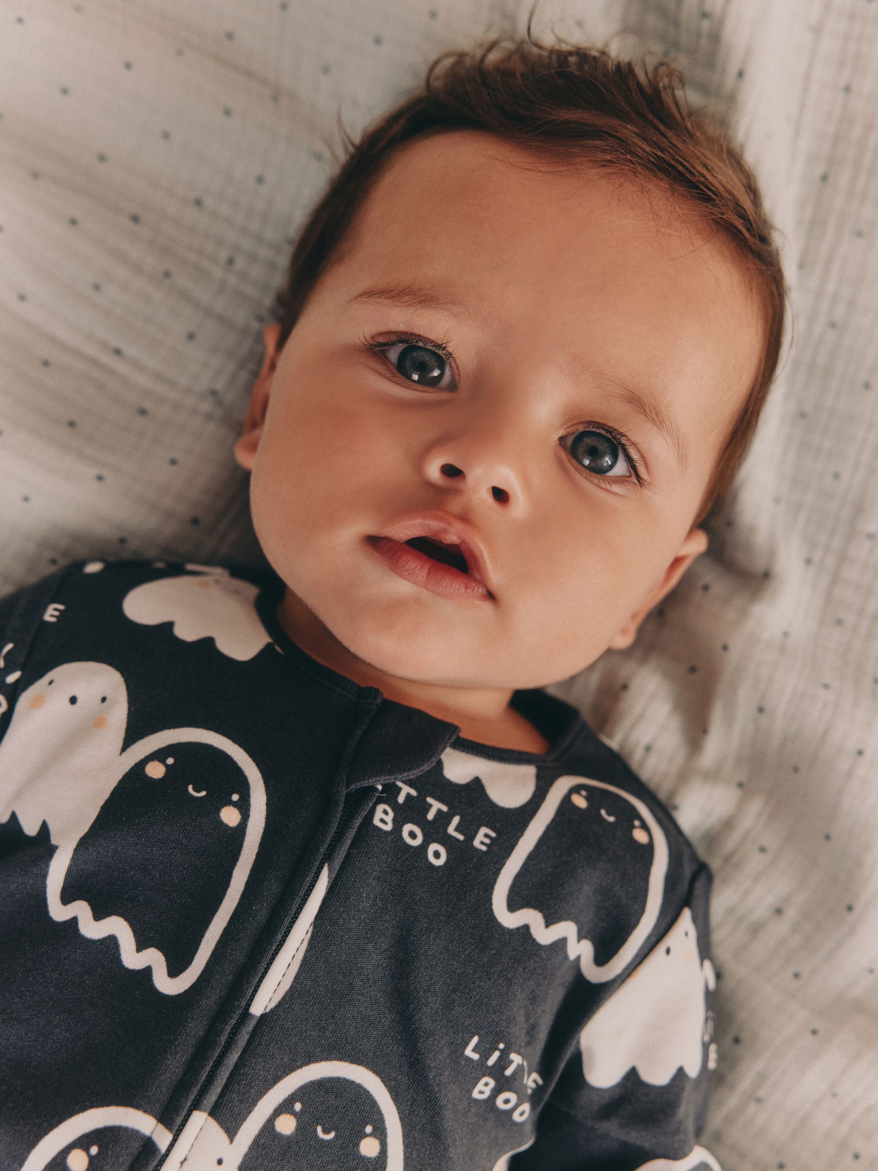 Buy Black Ghost Glow in the Dark Halloween Two Way Zip Baby Sleepsuit ...