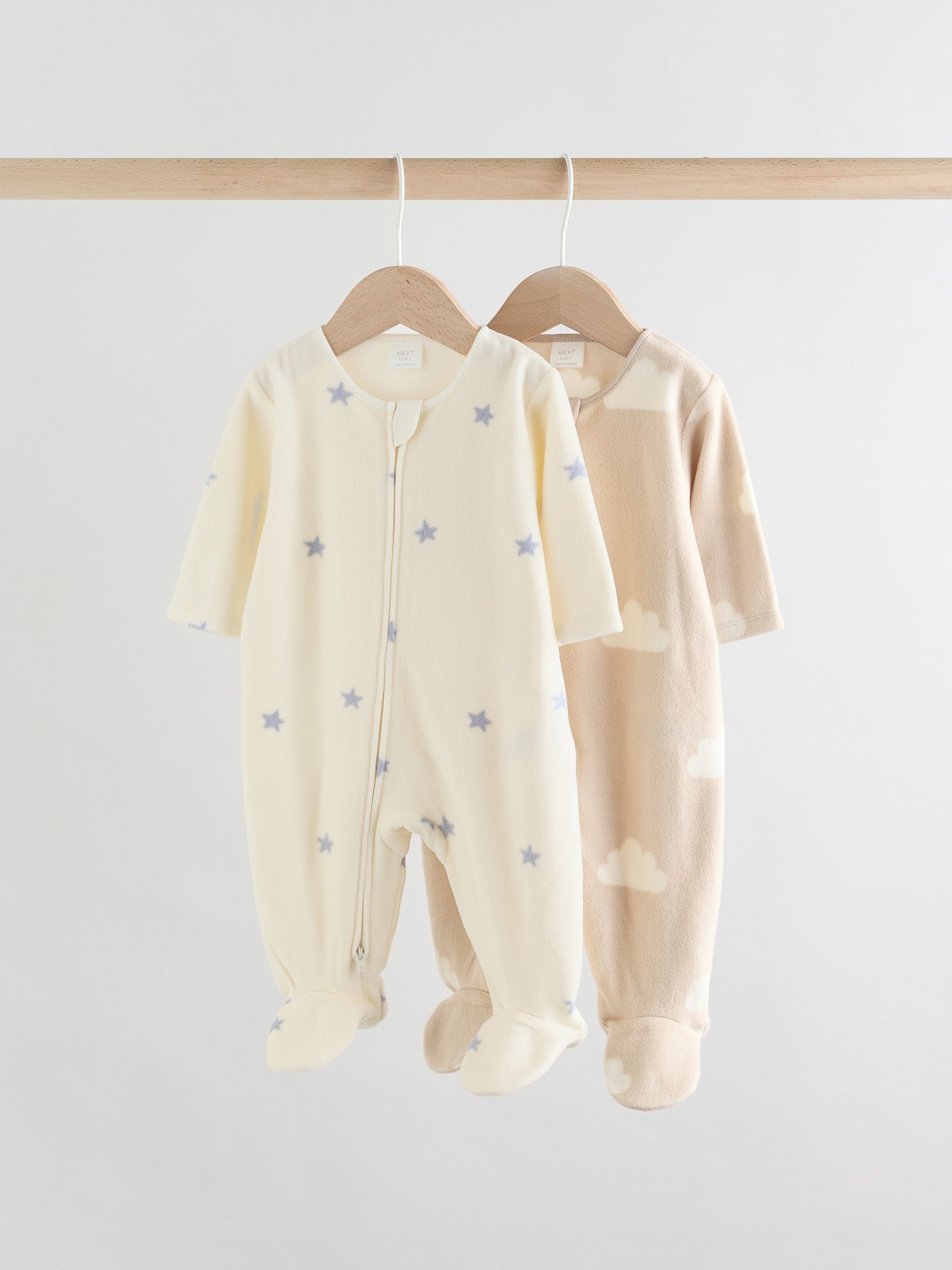 Buy Neutral - Baby Micro Fleece Two Way Zip Sleepsuits 2 Pack from Next ...